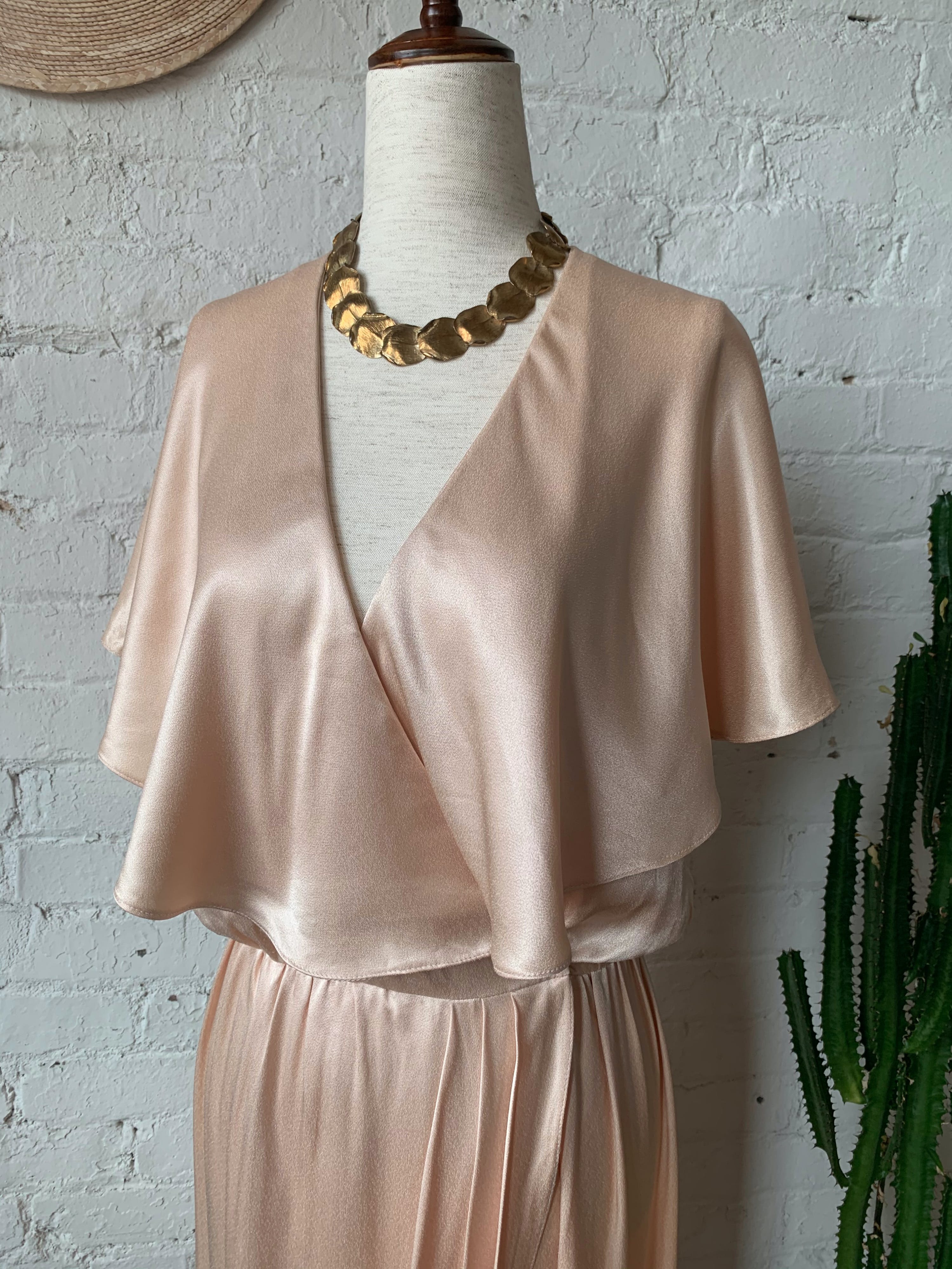 Vintage 70's Champagne Wrap Midi Dress by Michael Maiello For Pat Richards - N | Shop THRILLING