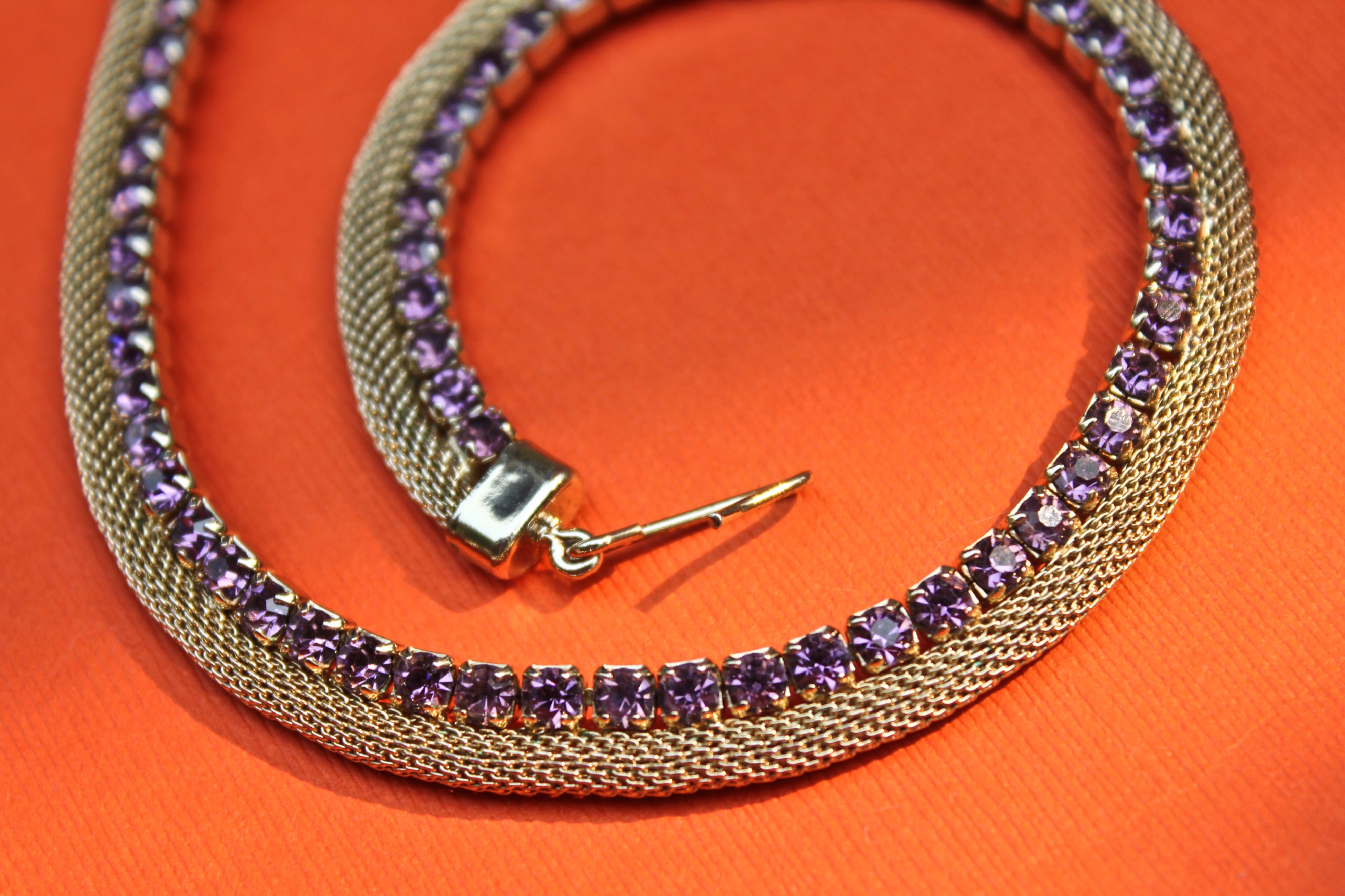 Vintage 50’s Weiss Purple Rhinestone Choker by Weiss | Shop THRILLING
