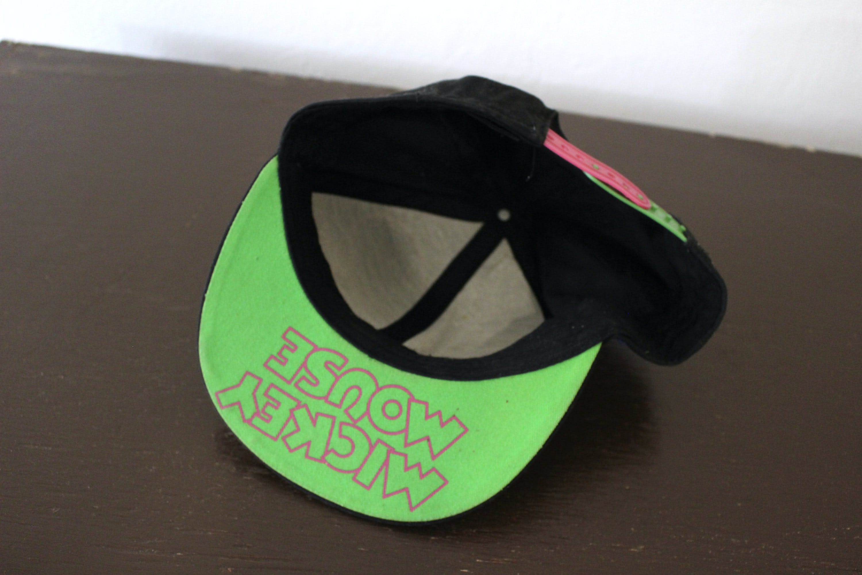 Vintage Black Green and Pink Neon Mickey Mouse Snapback Hat | Shop THRILLING