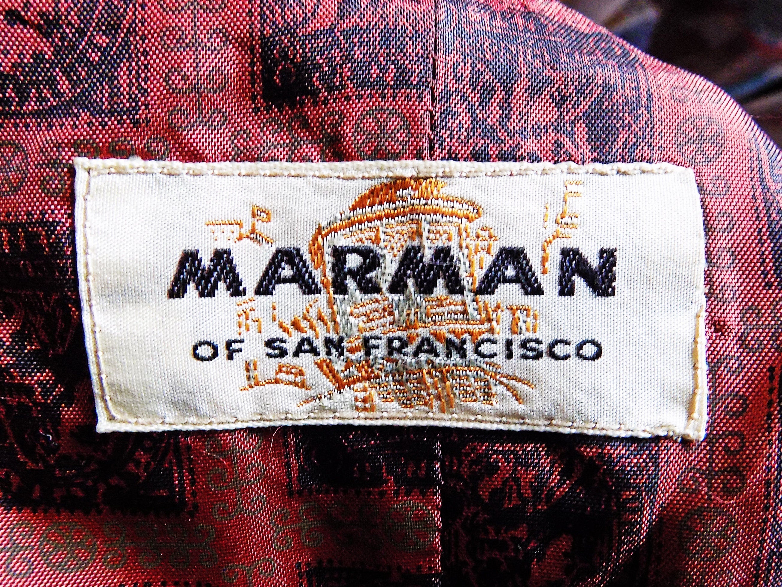 Vintage 50s Red Wool Rockabilly Vest Waistcoat Stamp Themed Lining and Back Si | Shop THRILLING