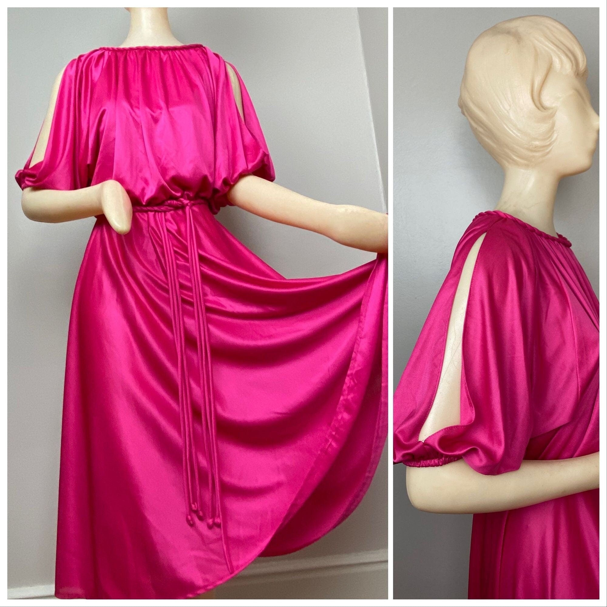 Vintage 70s 80s Bright Pink Dress By Themes Shop THRILLING Vintage 70s 80s Bright Pink Dress By Themes Shop THRILLING