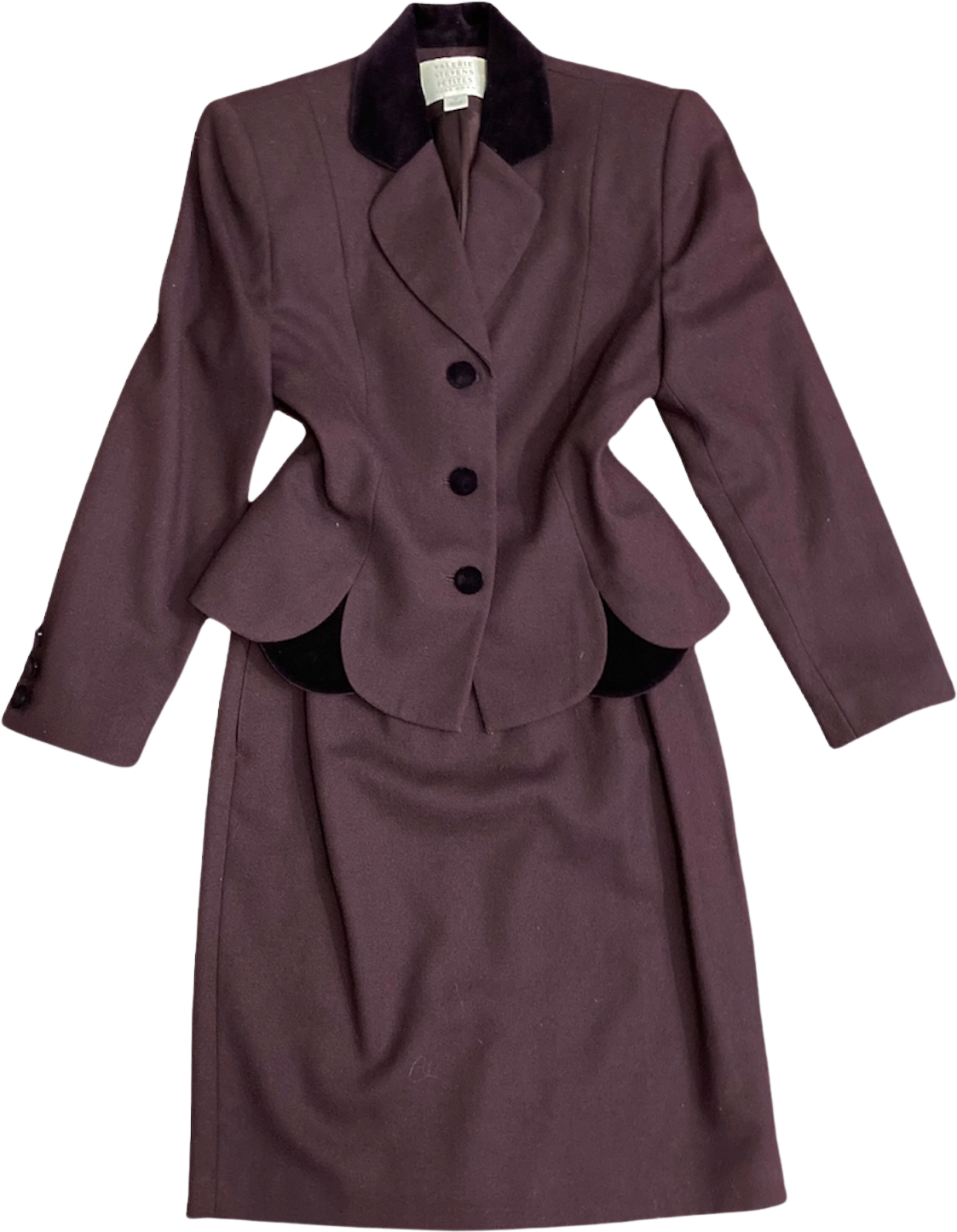 Vintage 80s 90s 90s Velvet Accent Plum Purple Wool Skirt Suit Set By Vintage 80s 90s 90s Velvet Accent Plum Purple Wool Skirt Suit Set By