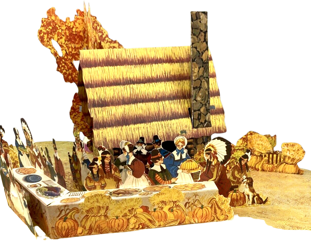 Vintage Thanksgiving Pilgrims Dinner 3d Pop Up Decoration By Hallmark ...