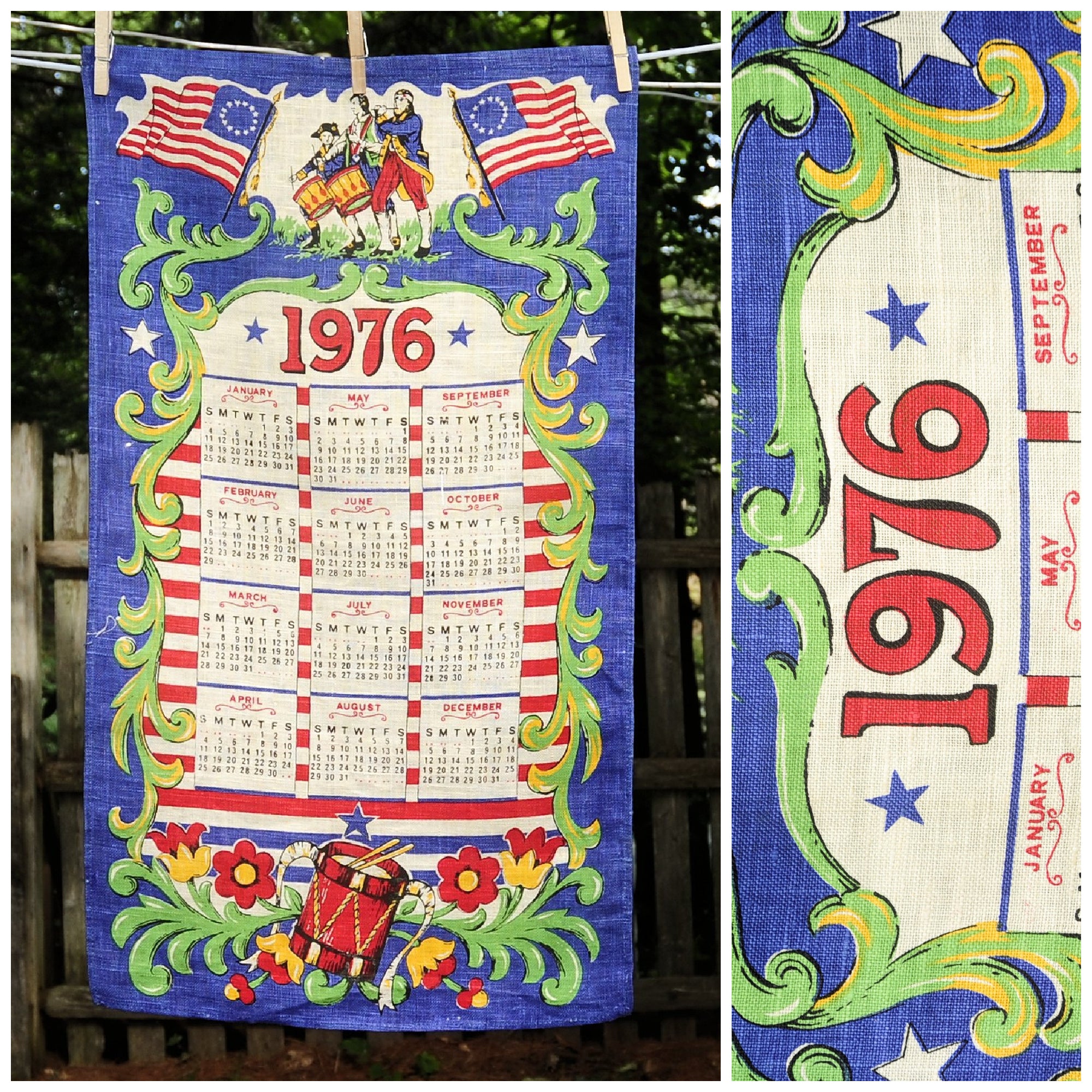 Vintage 70s Vtg 1976 Patriotic Calendar Americanflags Soldiers | Shop ...
