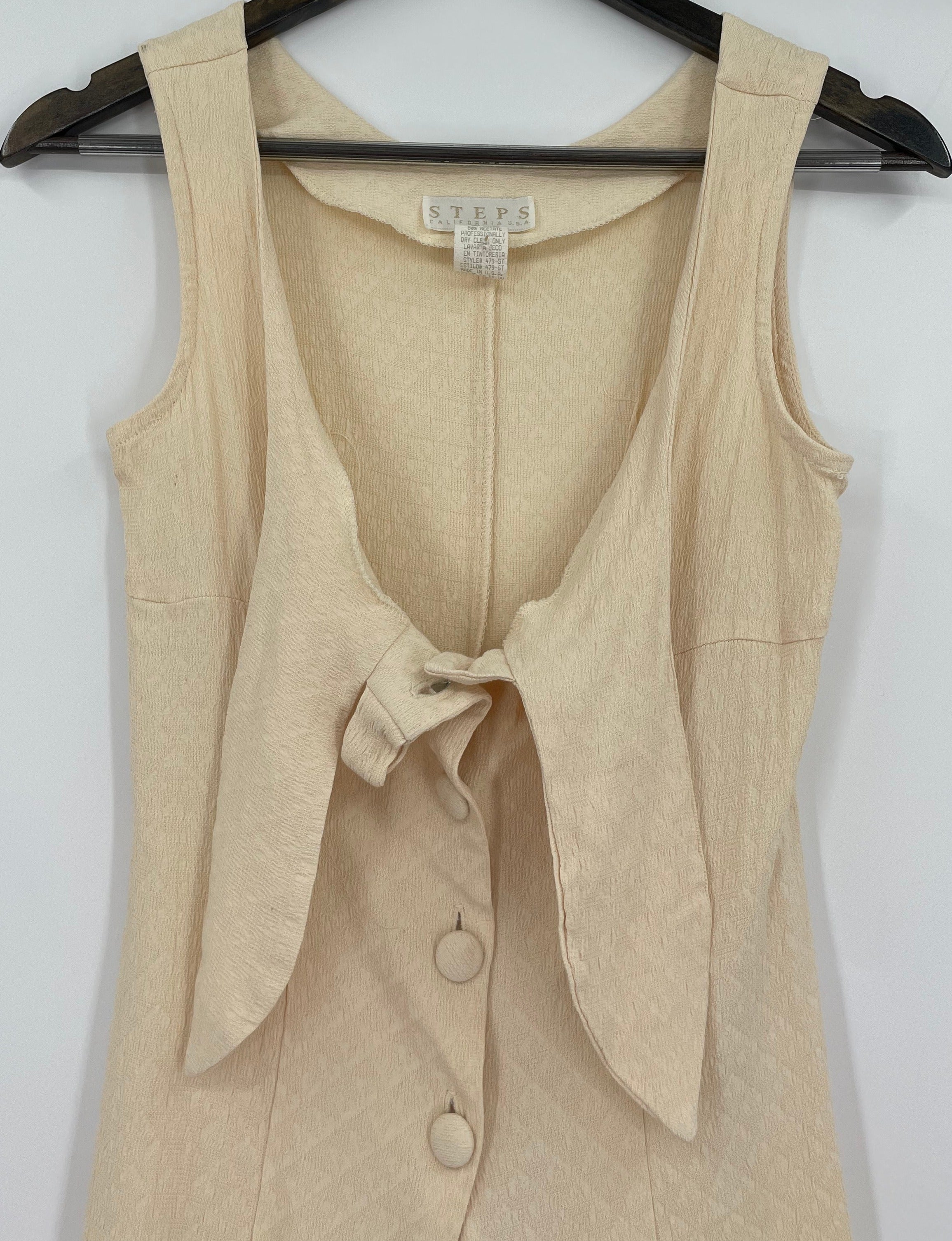 Vintage 90s Beige Button Down Vest By Steps | Shop THRILLING