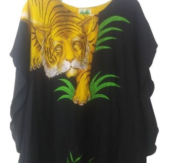 Vintage 80s Jungle Tiger Print Kaftan Muumuu By Bali Moon | Shop THRILLING