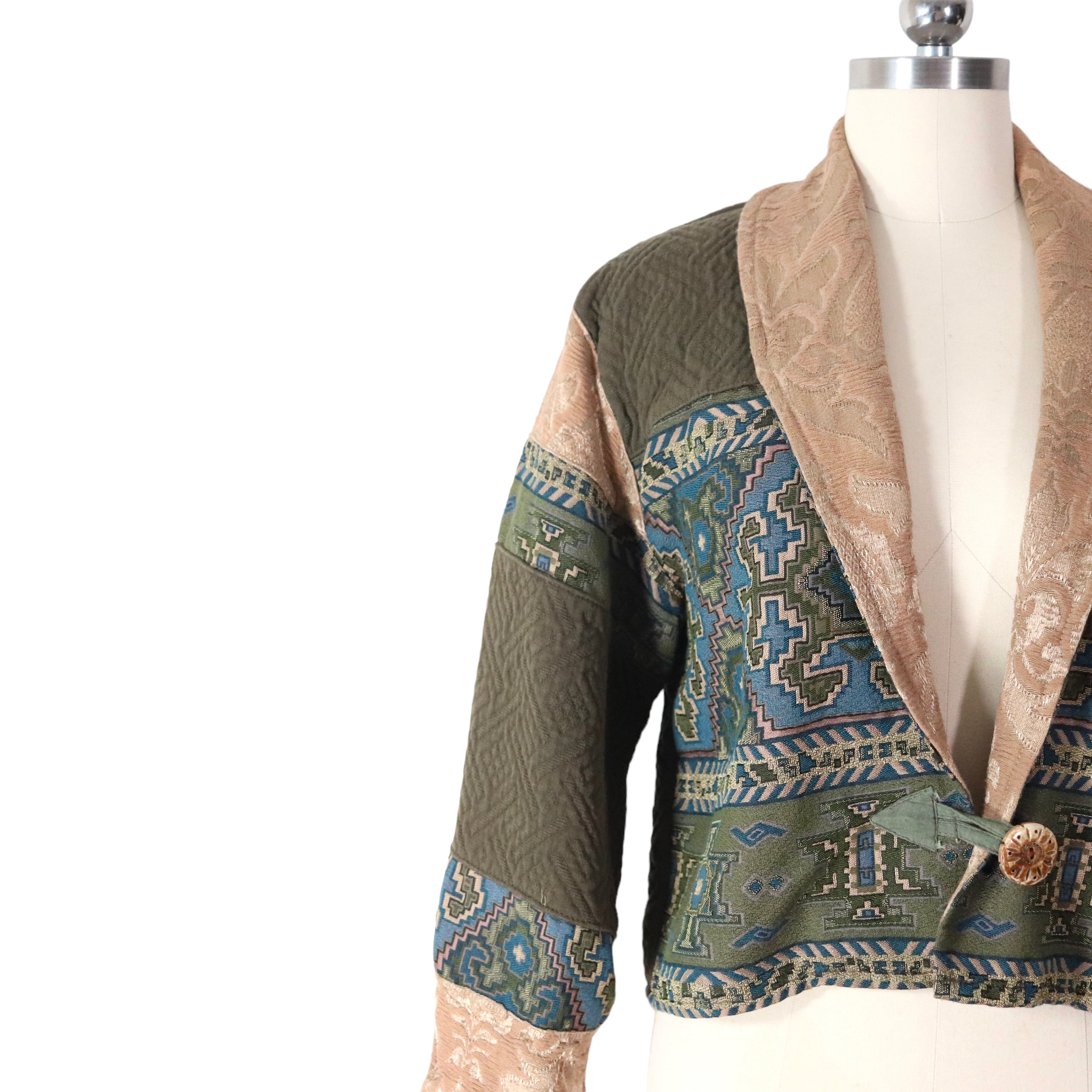 Vintage 90s Patchwork Brocade Cropped Jacket by Gantos | Shop THRILLING