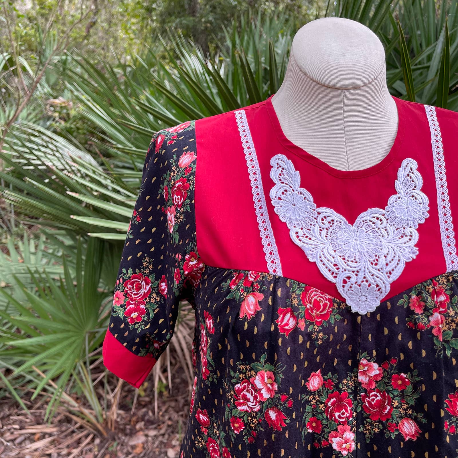 Vintage 90s Tropical Muumuu Black Red Gold Moon Hawaii By RM Malumi of Hawaii. | Shop THRILLING