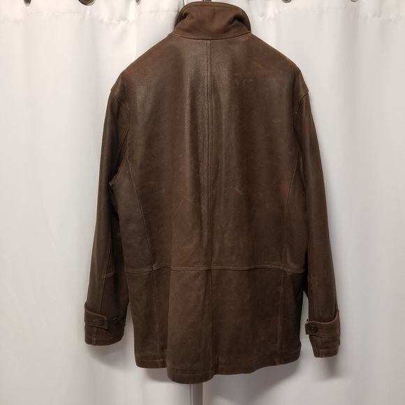 Vintage 90s 00s Wilsons Brown Leather Insulated Car Coat Jacket Men's ...