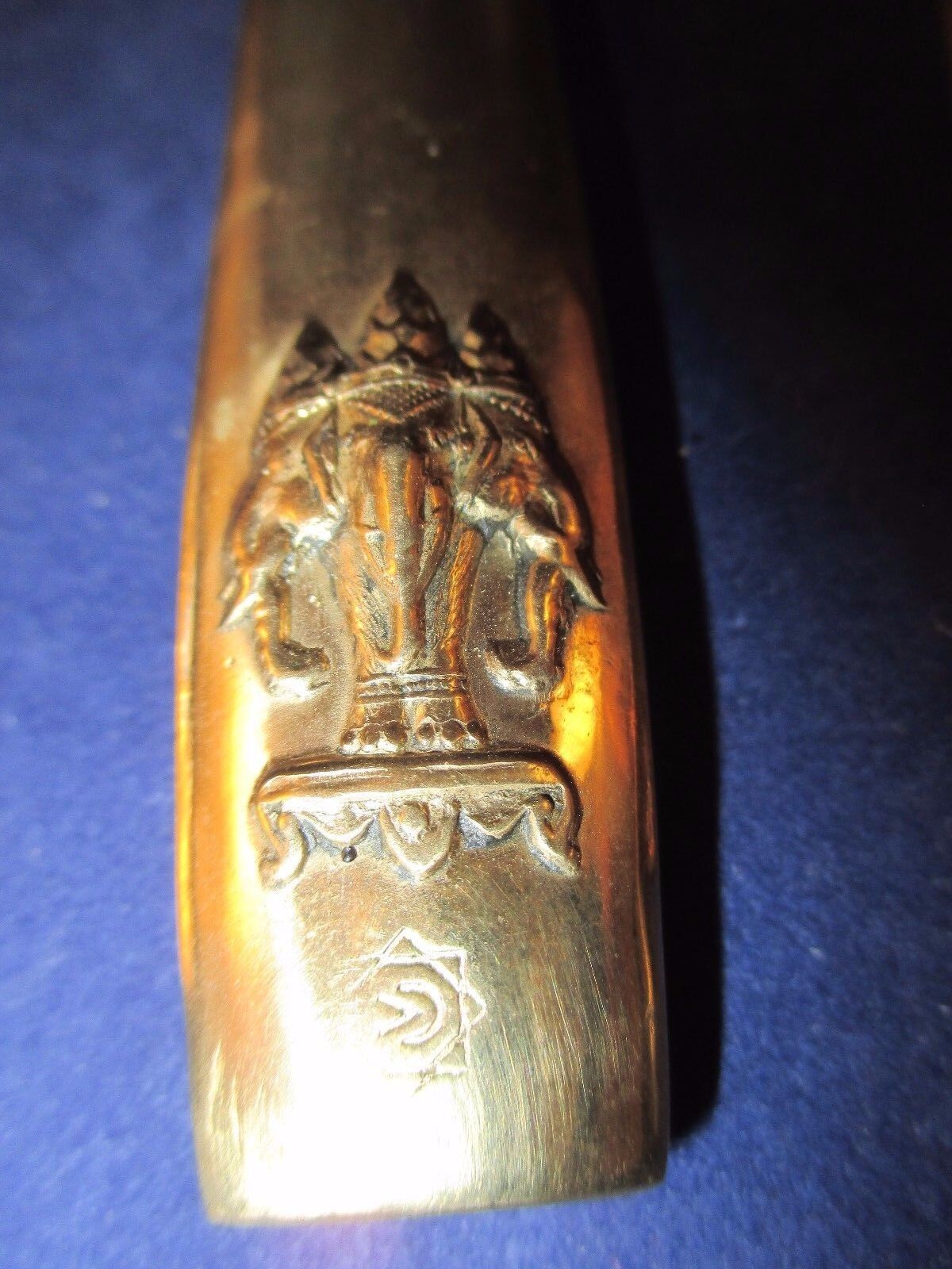 Vintage Erawan Triple Headed Elephant Bronze Brass Carving Set Siam ...