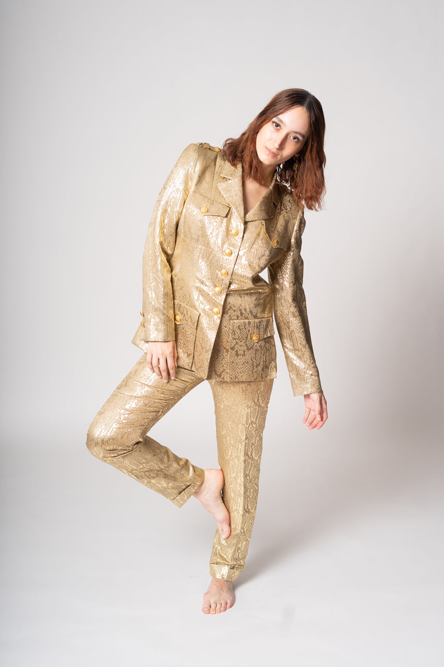Vintage Gold Lamé Serpent Suit by Rena Lange | Shop THRILLING