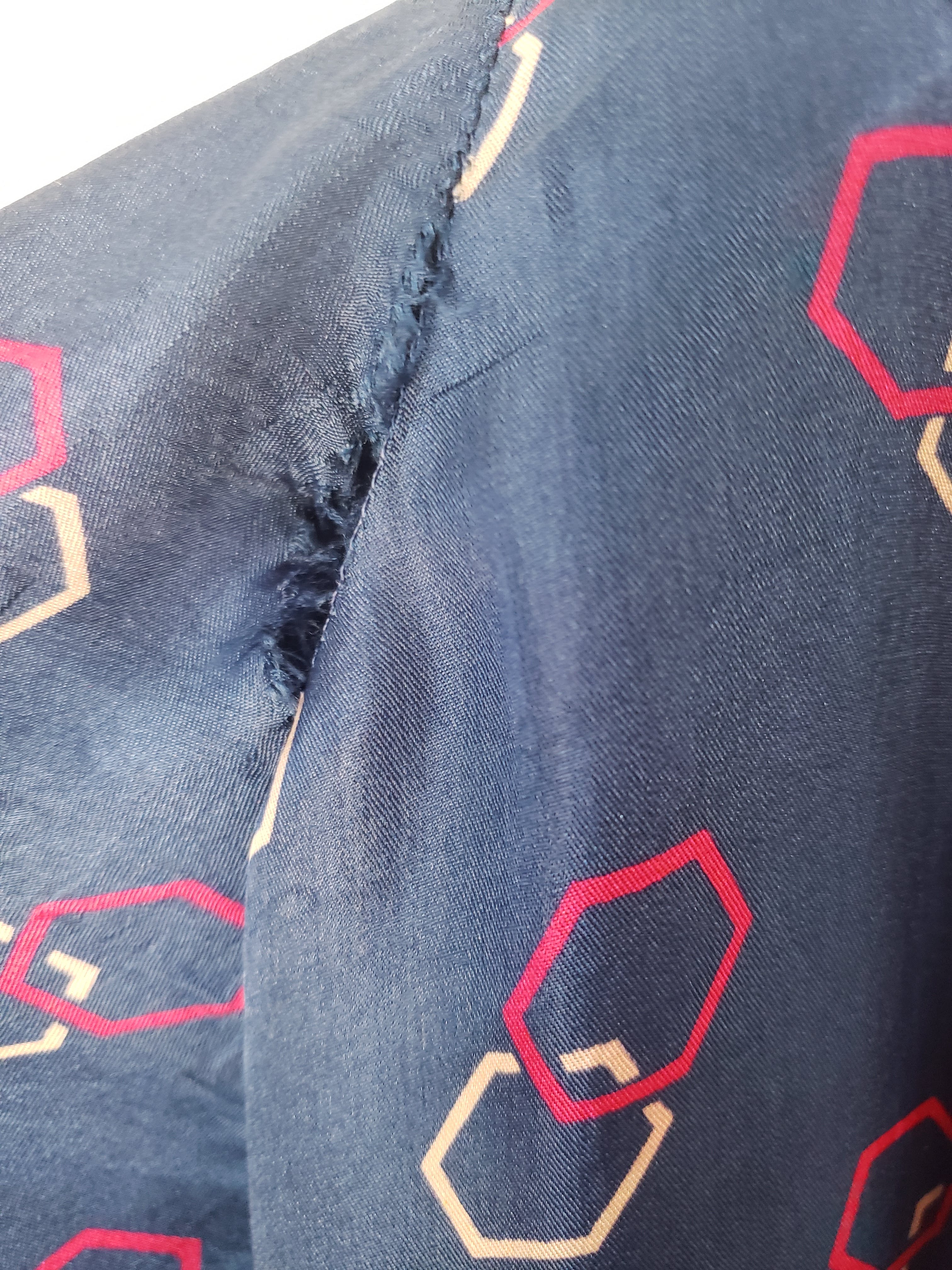 Vintage Blue Midi Dress with Multi Toned Pink Geometric Pattern | Shop ...