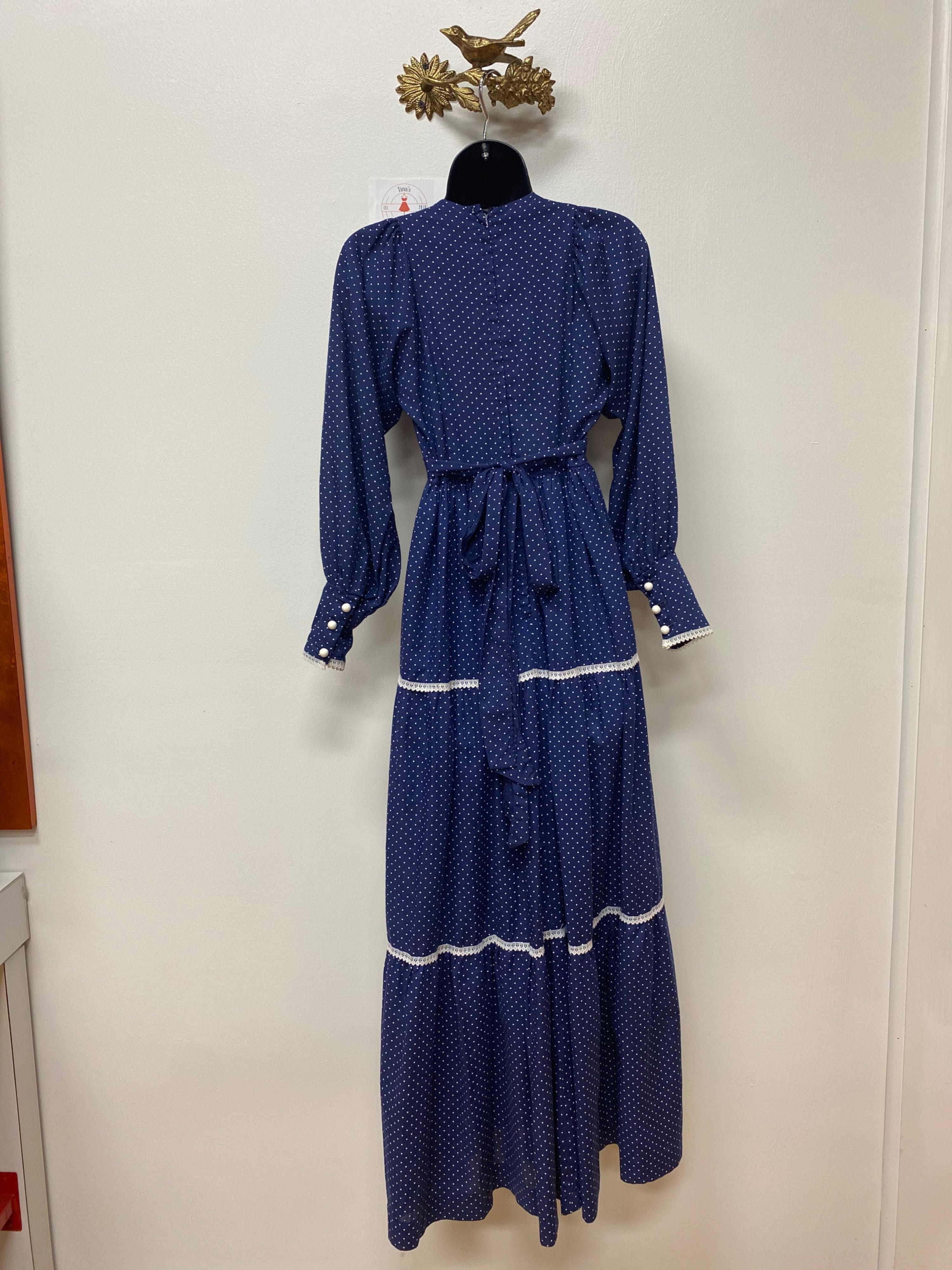Vintage 70’s Navy Blue Prairie Maxi Dress | Shop THRILLING