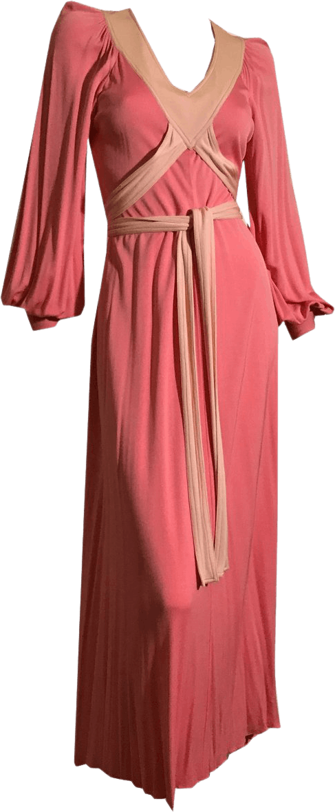 Vintage 70's Peach Matte Jersey Maxi Dress by Scott Barrie | Shop THRILLING