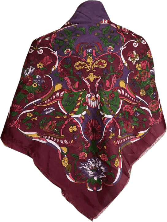 Vintage 80's Rococo Floral Print Plum Shawl Scarf | Shop THRILLING