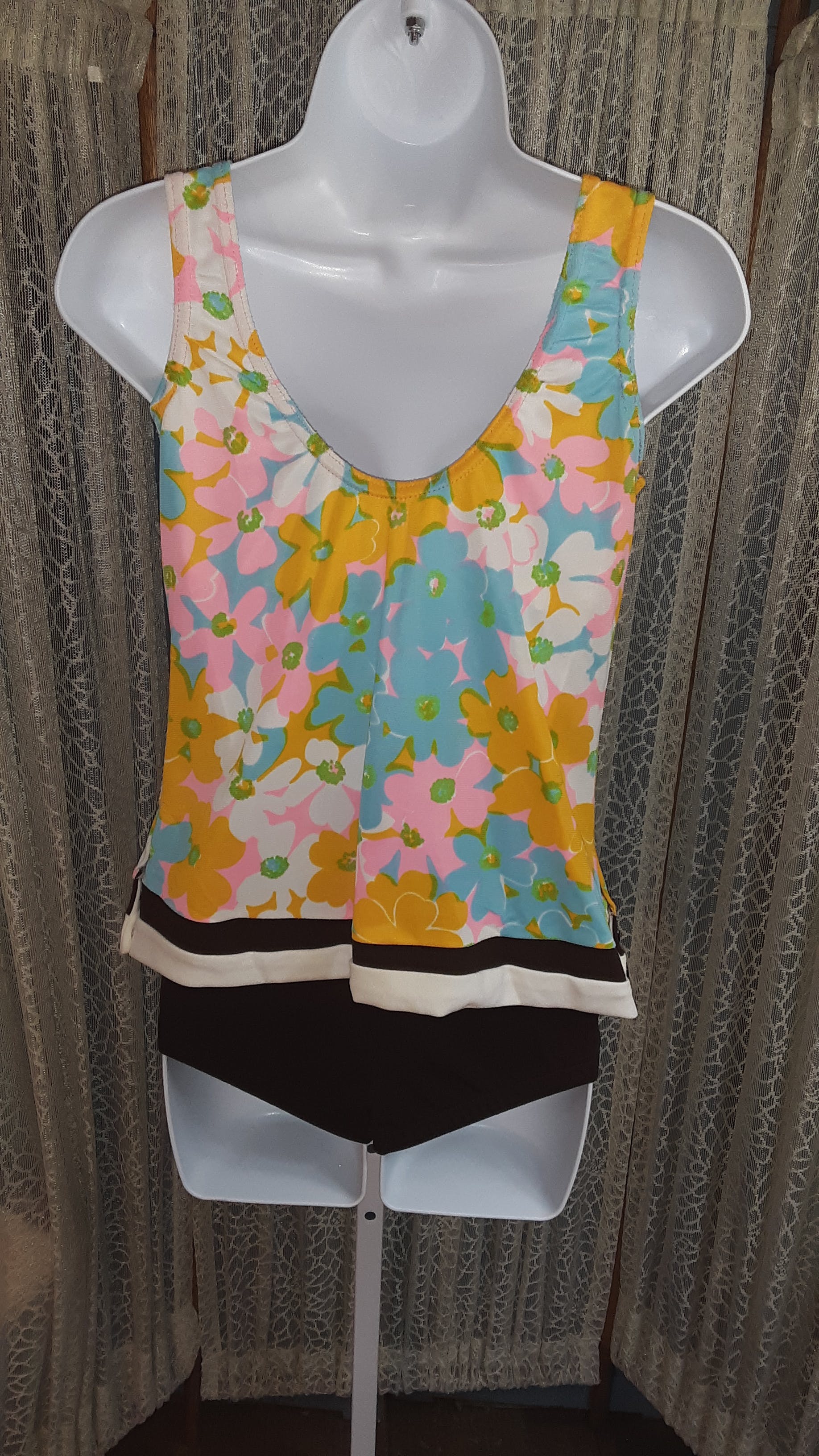 Vintage 60s 70s Tankini Swimsuit Deadstock 2pc Floral Print | Shop ...