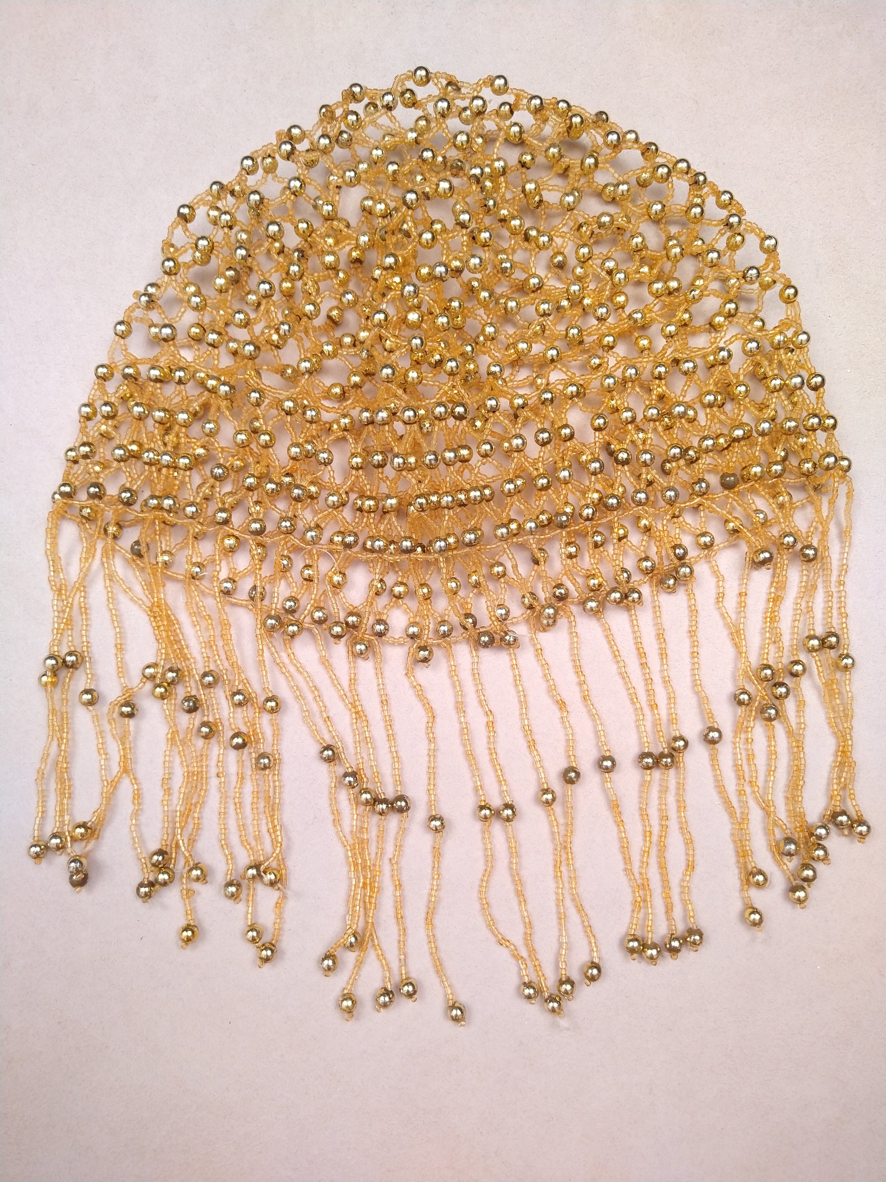 Vintage 70's Does 20's Gold Beaded Fringe Cap | Shop THRILLING