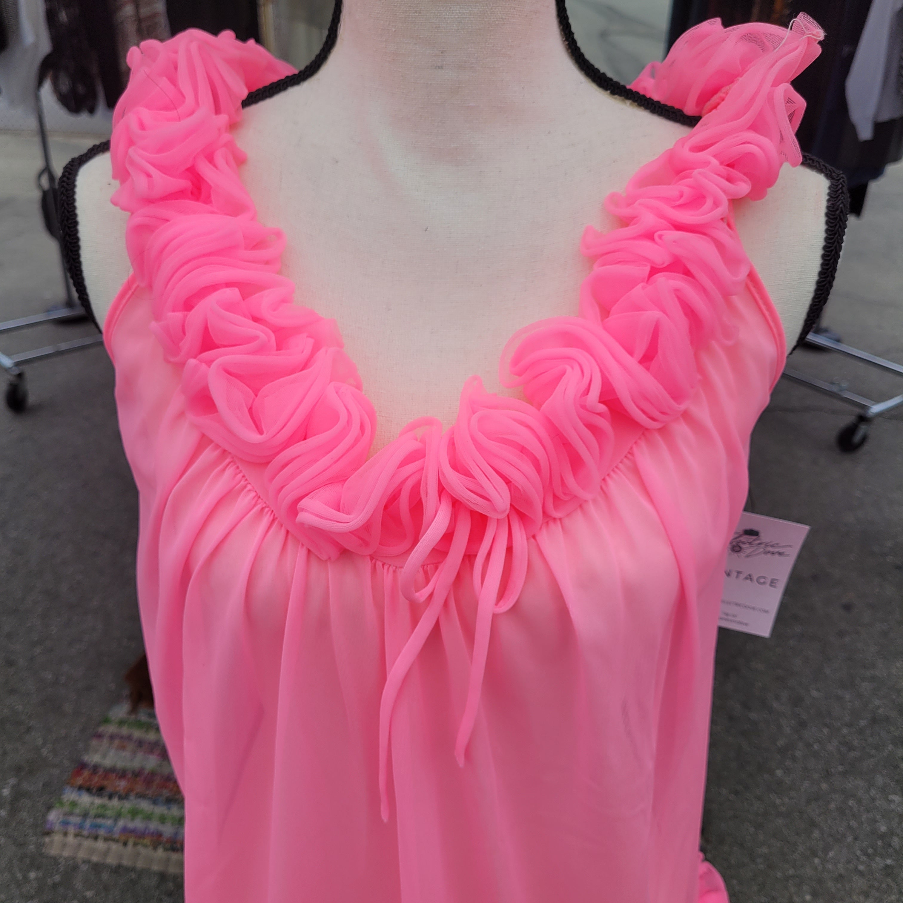 Vintage Hot Pink Ruffle Nighty | Shop THRILLING