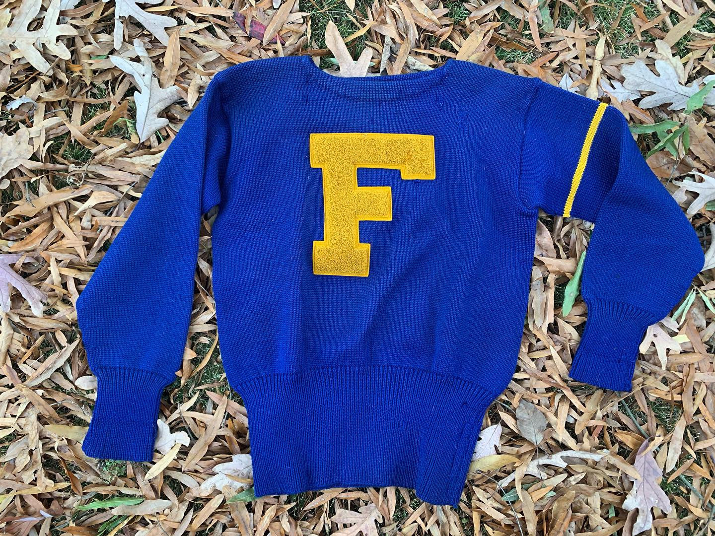 Vintage 40’s Letterman Varsity Sweater - 'F' with Name | Shop THRILLING