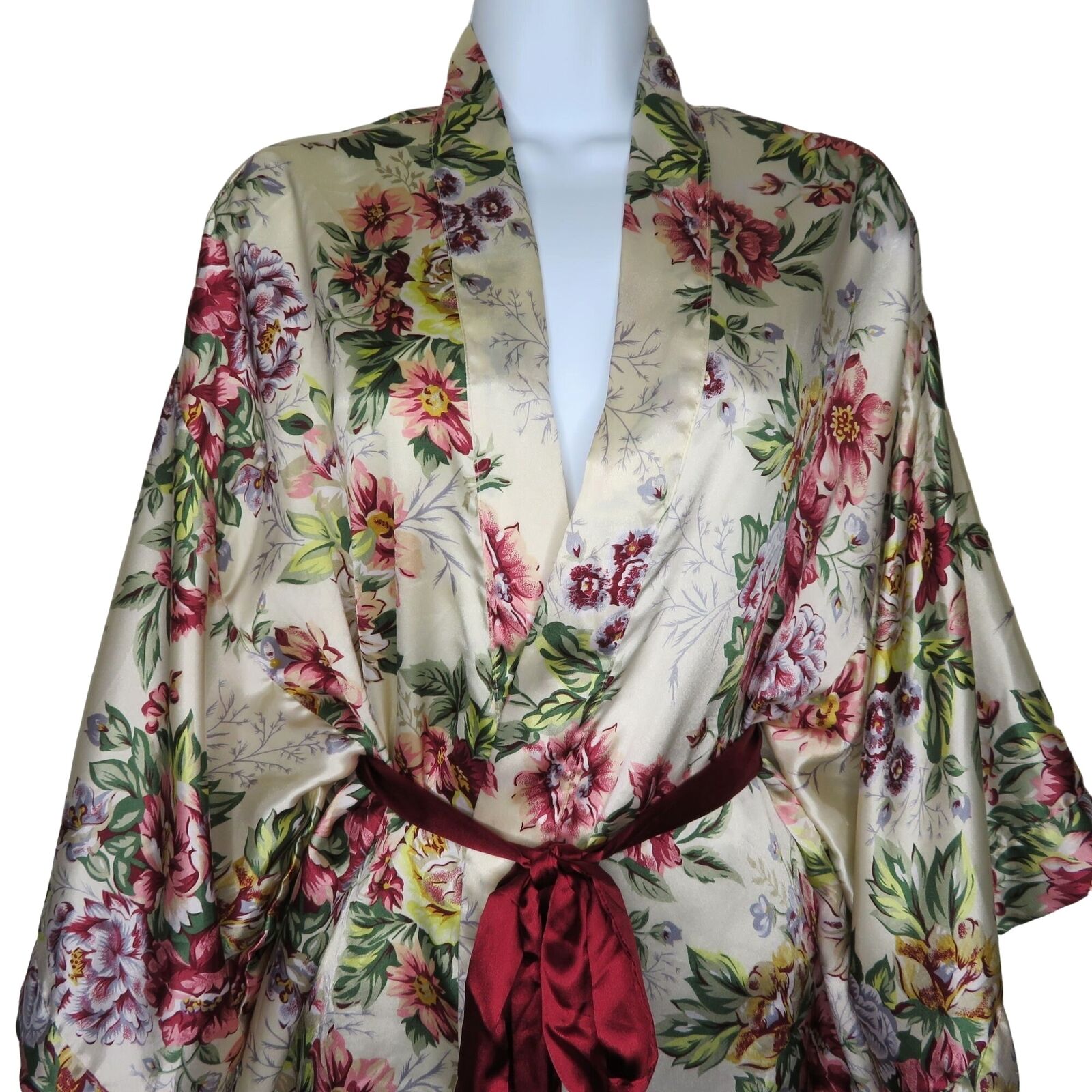 Vintage Lingerie Robe M Floral Knee Length Belted Usa Made by Val Mode ...