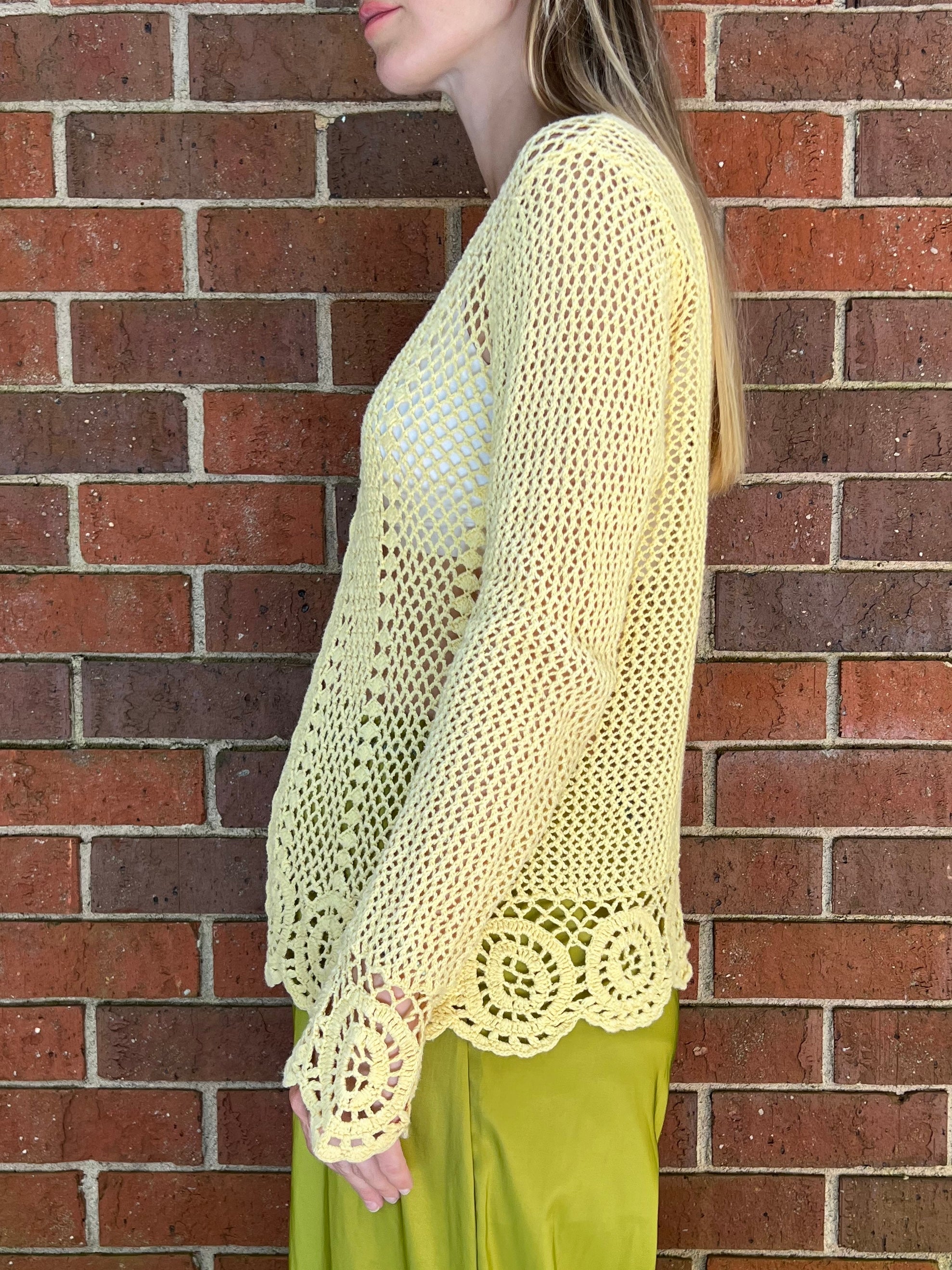 Vintage Yellow Crochet Sweater Jacket | Shop THRILLING