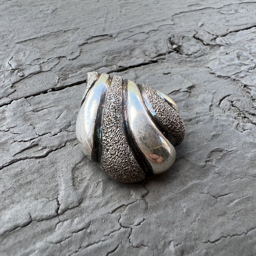 Vintage Modernist Textured 925 Sterling Swirl Shell Pendant by Milor ...