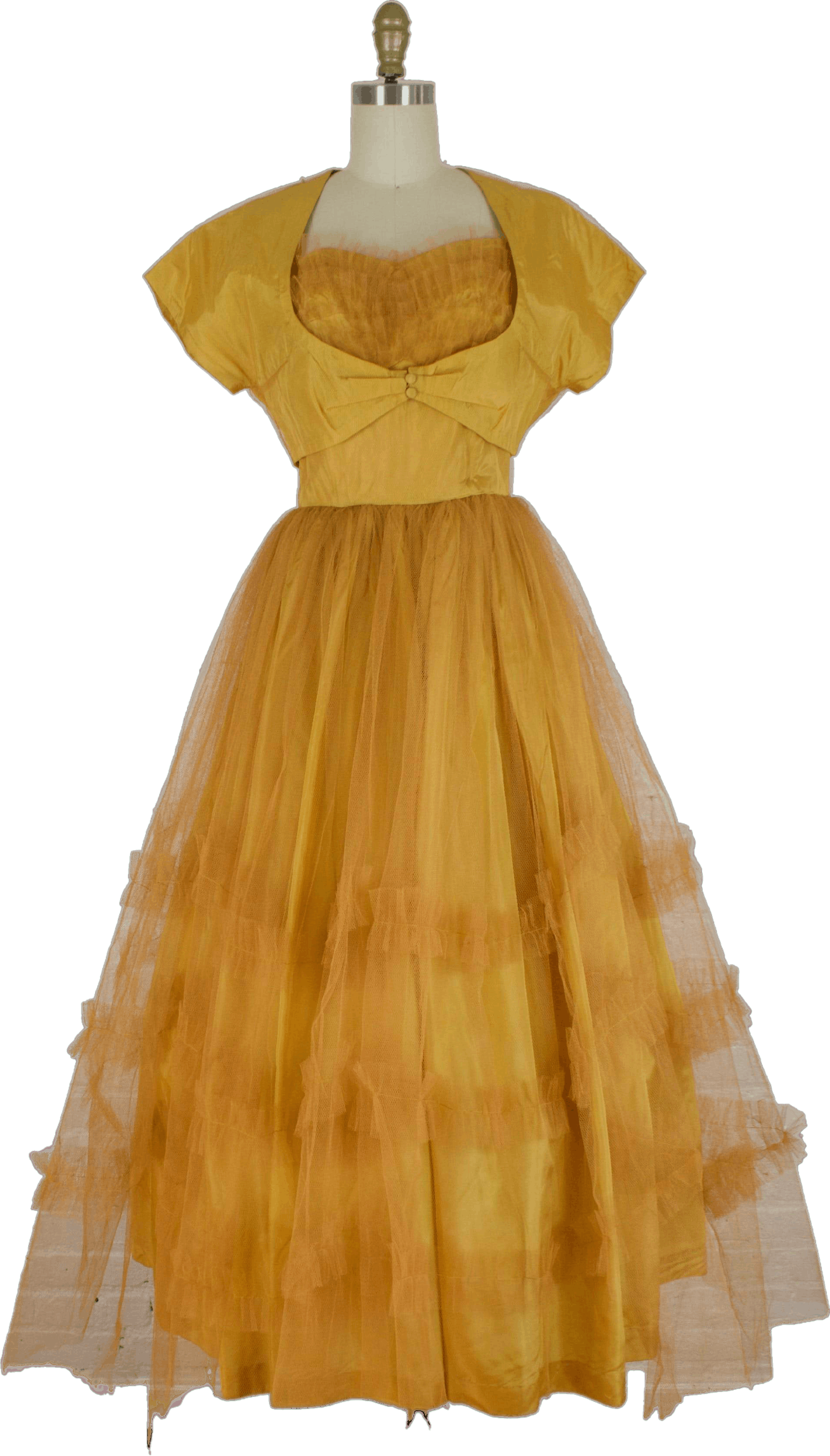Vintage 50's Tea Length Rust Gold Tulle Cupcake Dress with Bolero ...