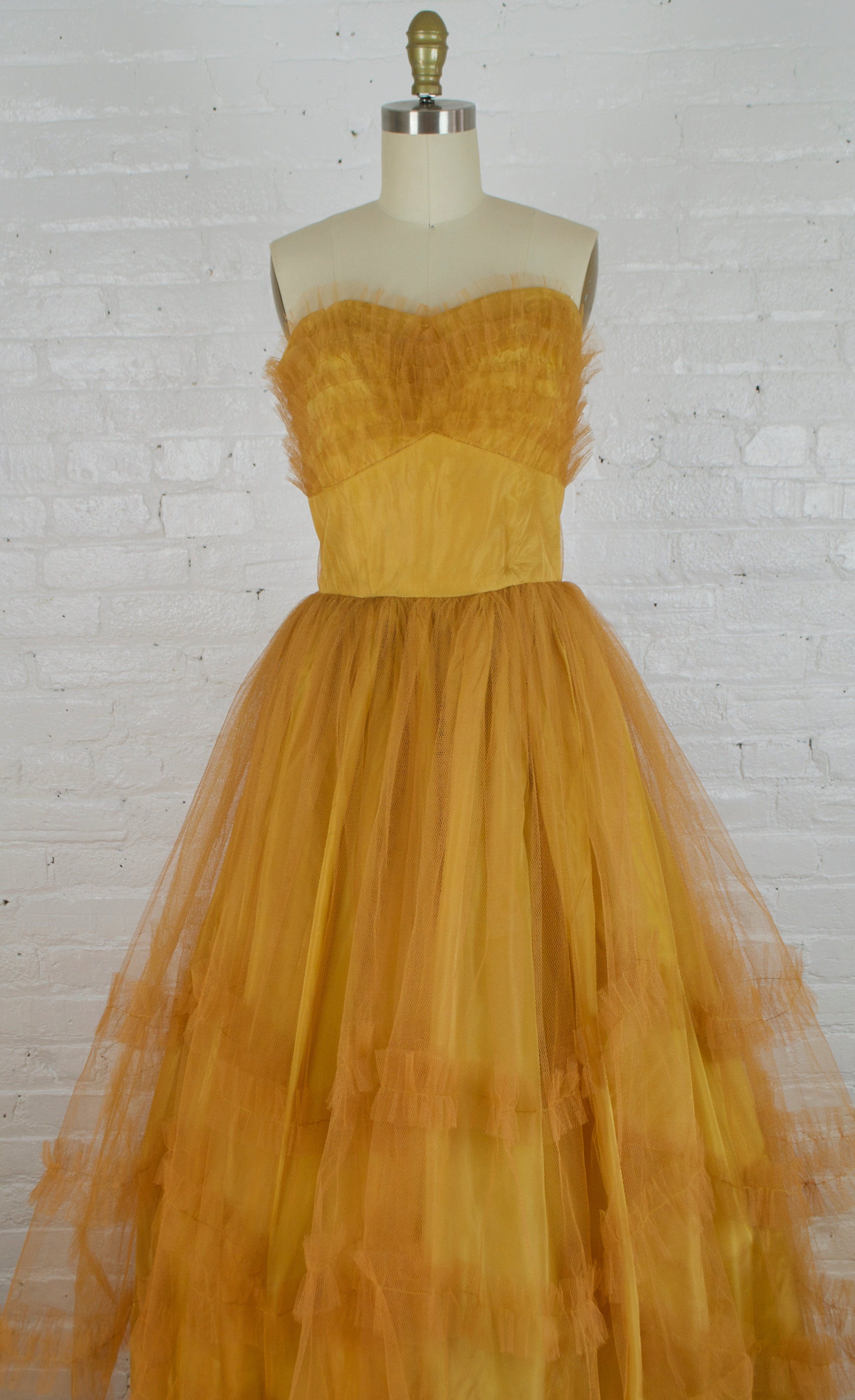 Vintage 50's Tea Length Rust Gold Tulle Cupcake Dress with Bolero ...