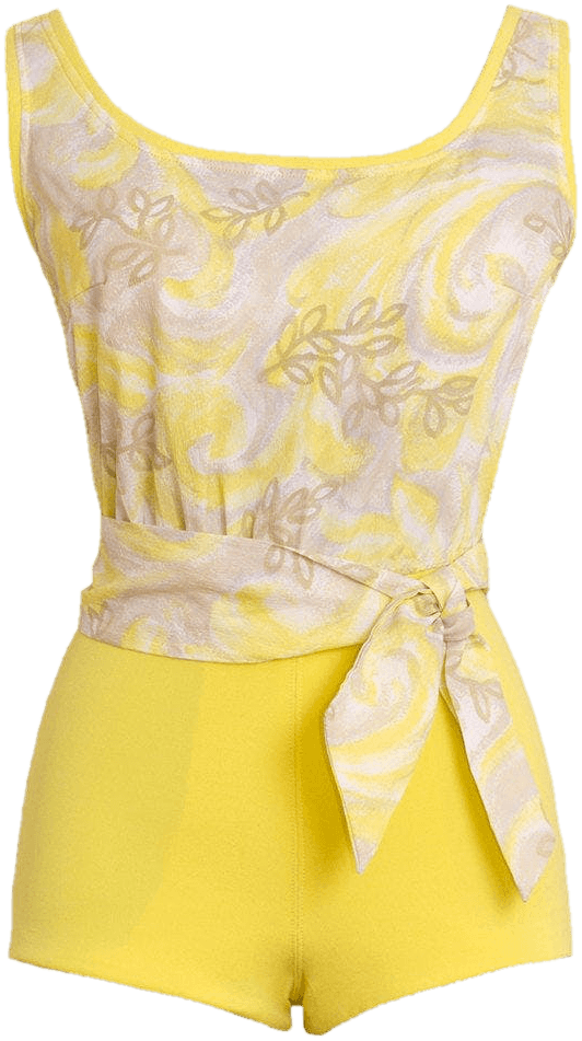 Vintage 50's Yellow and Gray Floral Swimsuit by Alix Of Miami | Shop ...