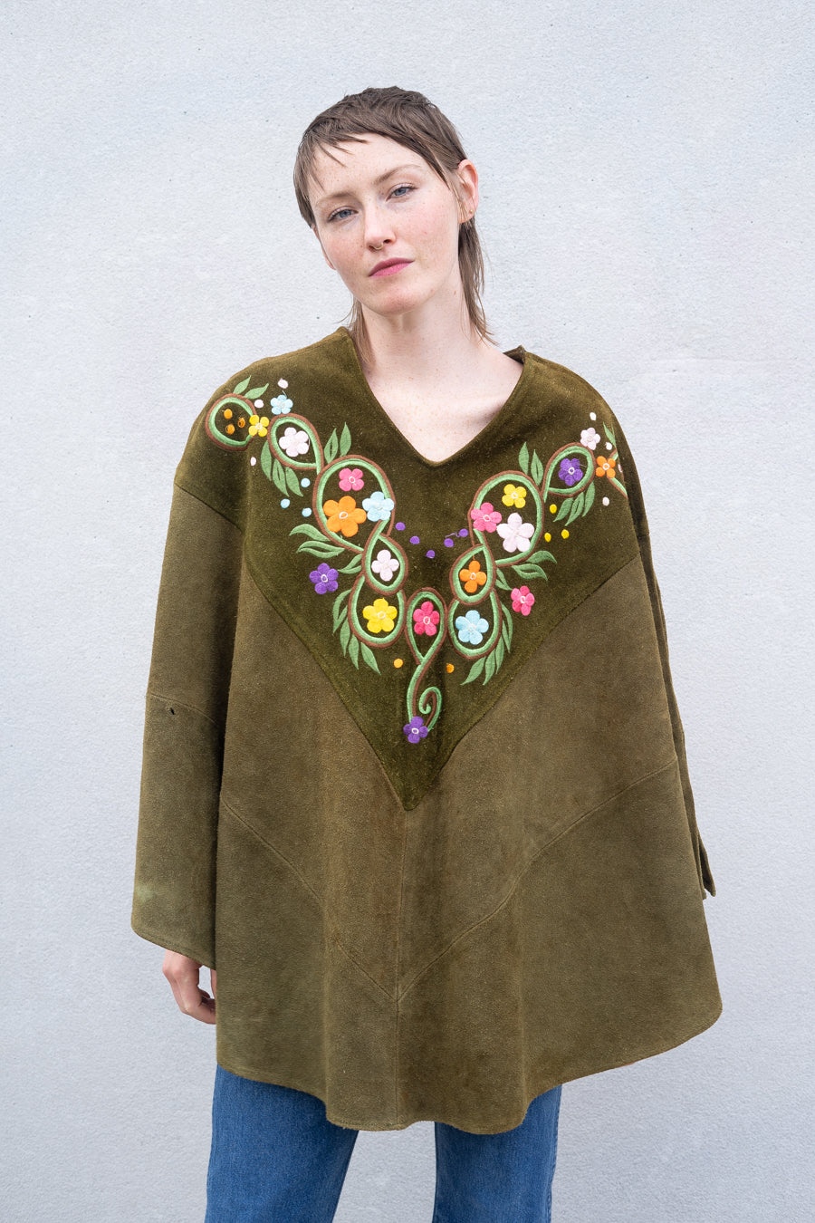 Vintage Suede Daisy Poncho | Shop THRILLING