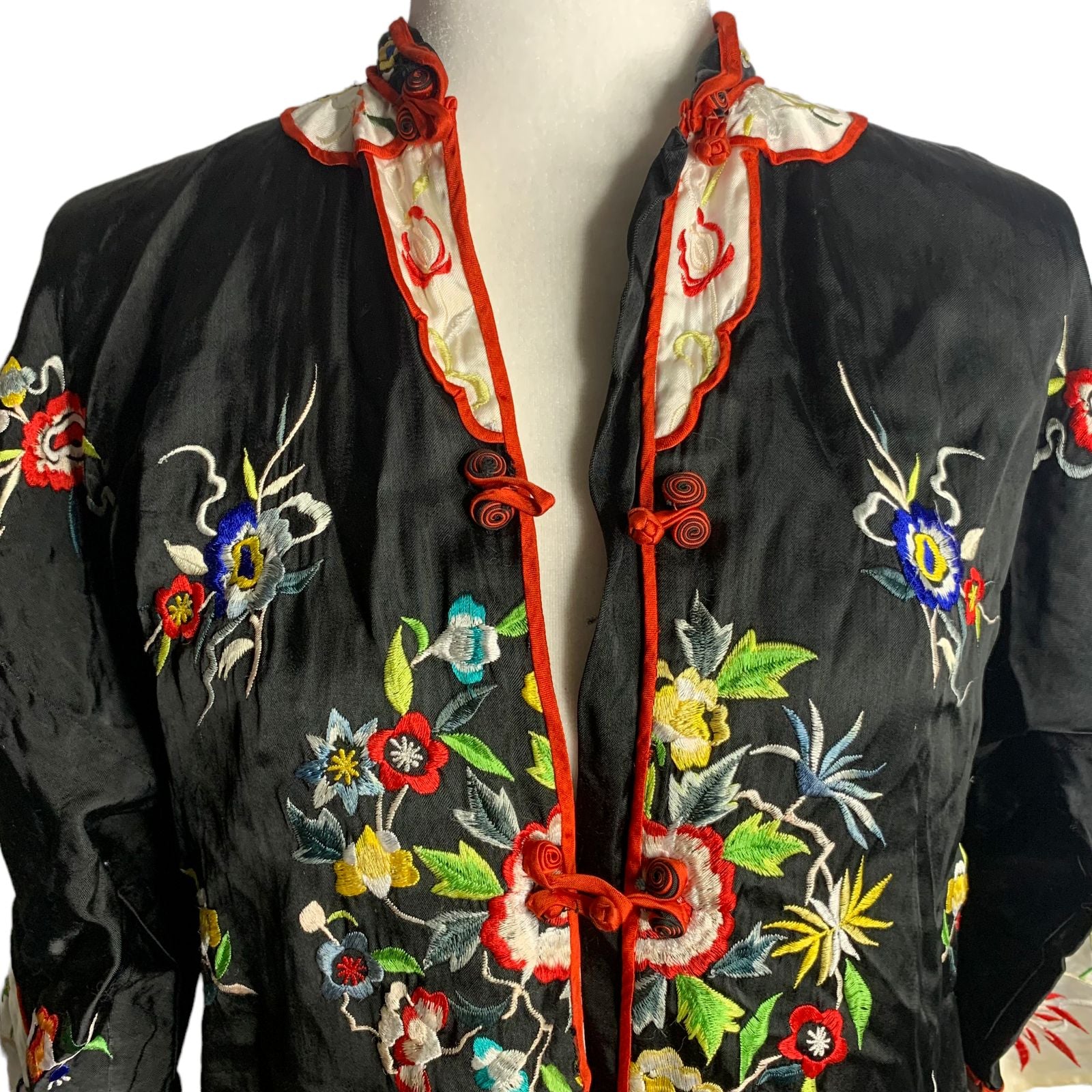 Vintage Embroidered Jacket S Black Frog Closures by Pacifico | Shop ...