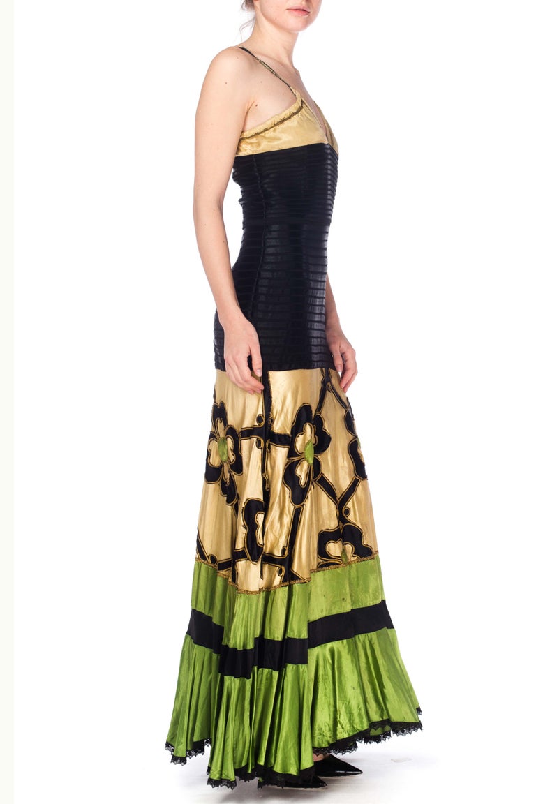 Vintage Rayon Satin Antique Patina Gown Recycled From Edwardian and 40s ...