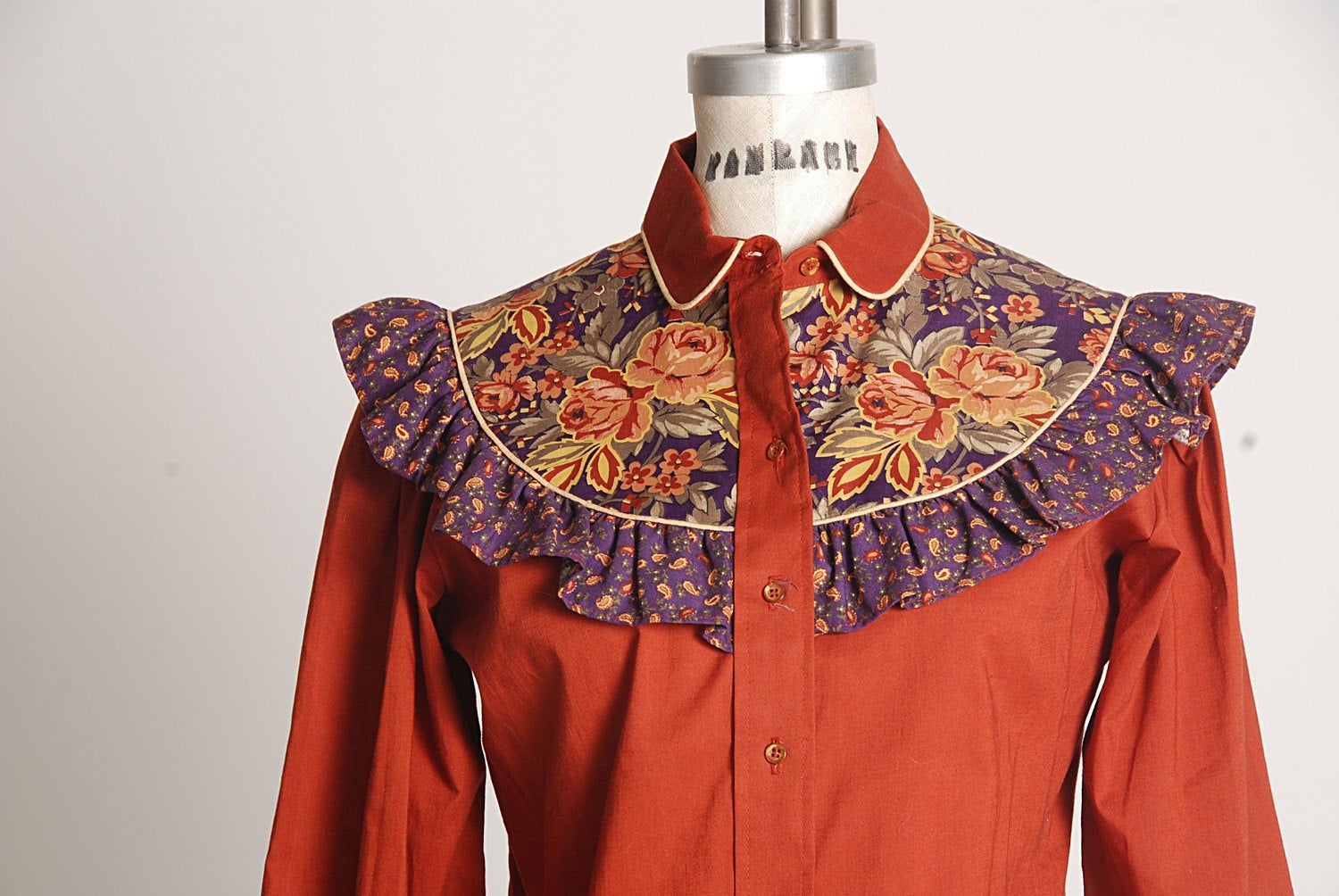 Vintage Western Cowboy Country Girl Bohemian Pasley Top Blouse 70s ...