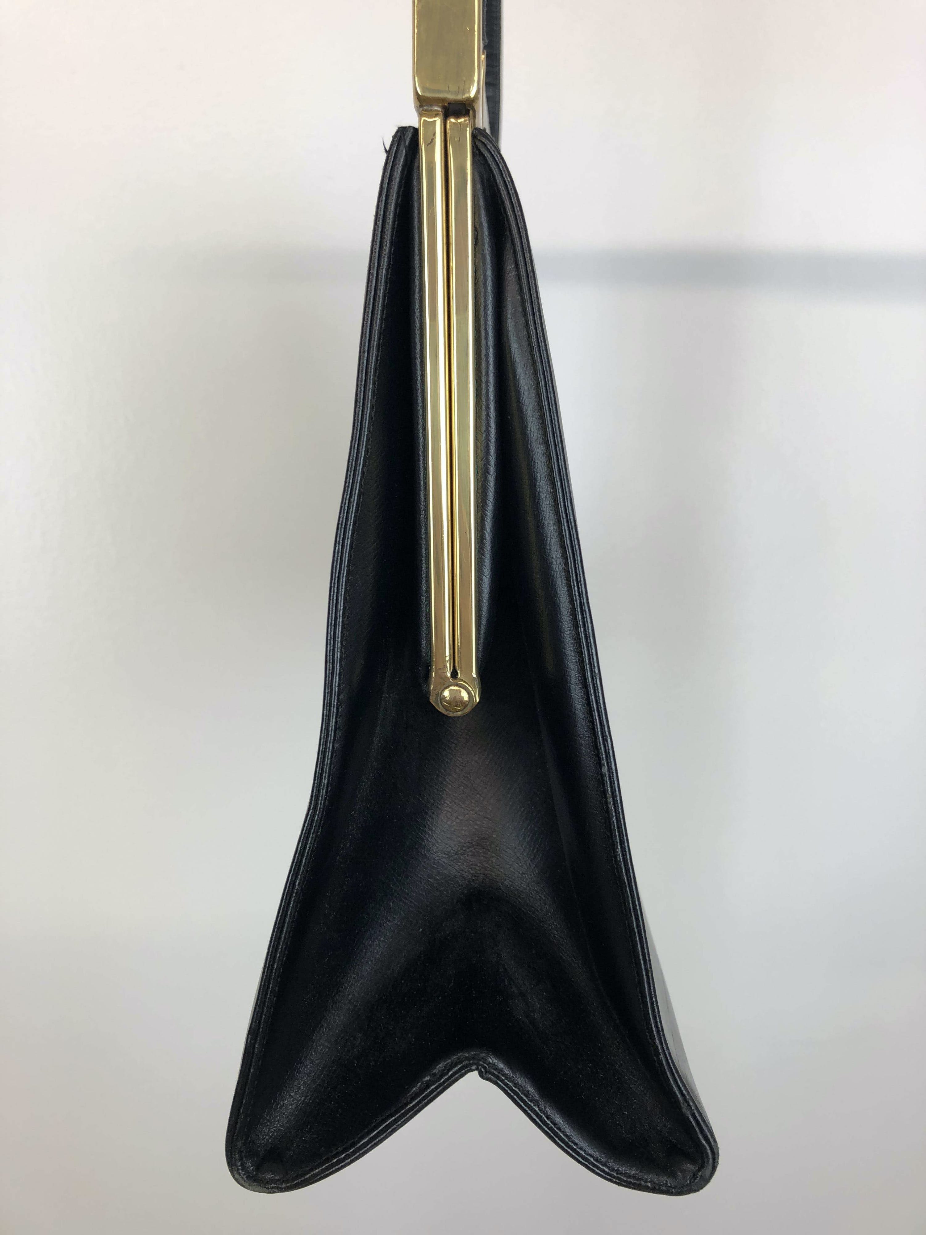 Vintage 60's Black Leather Structured Purse by Block | Shop THRILLING