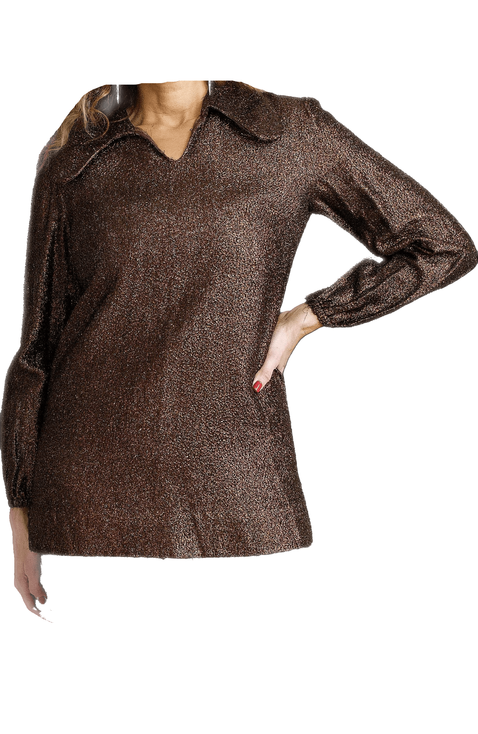 Vintage 60's Bronze Lurex Glimmer Peter Pan Collar Tunic | Shop THRILLING