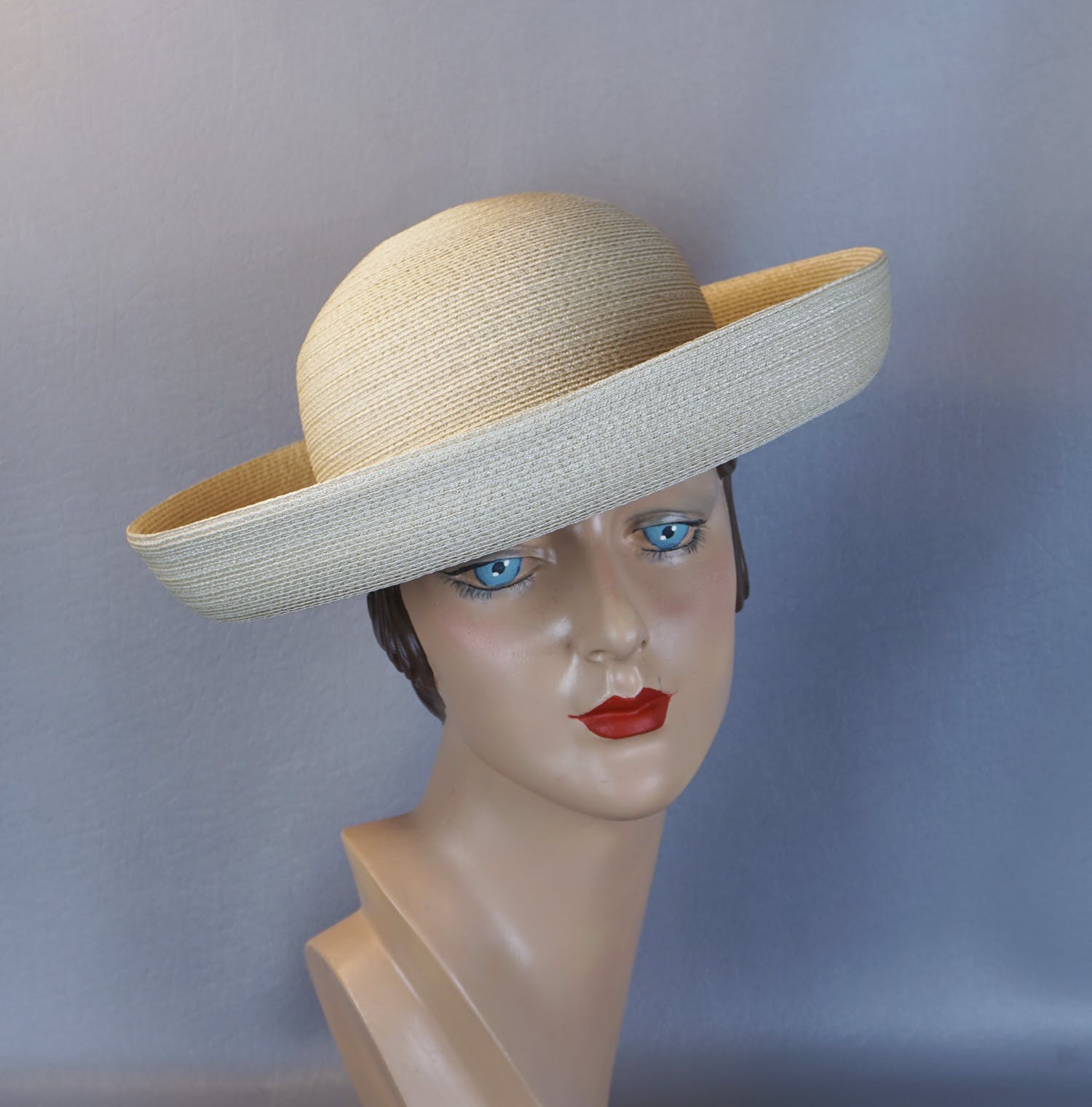 Vintage 60's Ivory Straw Wide Brim Breton Hat by Christine | Shop THRILLING