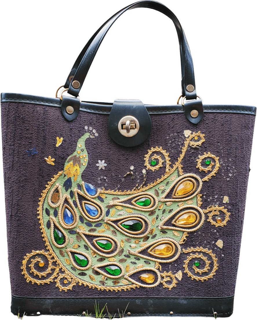 Vintage 60's Jeweled Peacock Tote Purse | Shop THRILLING