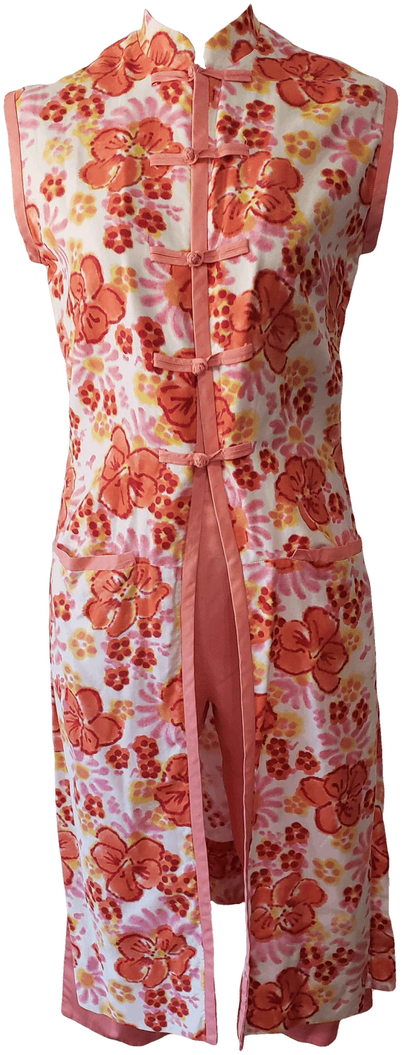 Vintage 60's Peach Floral Button Up Vest and Peach Capri Set by Sydney ...