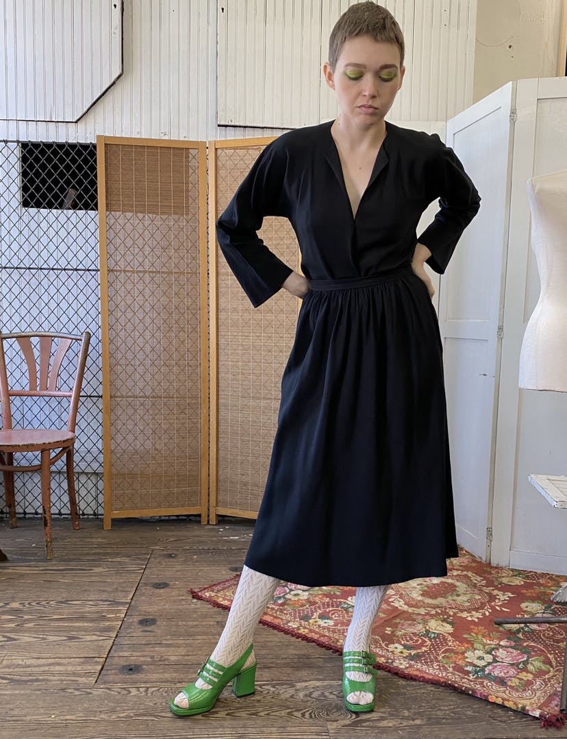 Vintage 70’s Black Linen Two Piece Set by Halston | Shop THRILLING