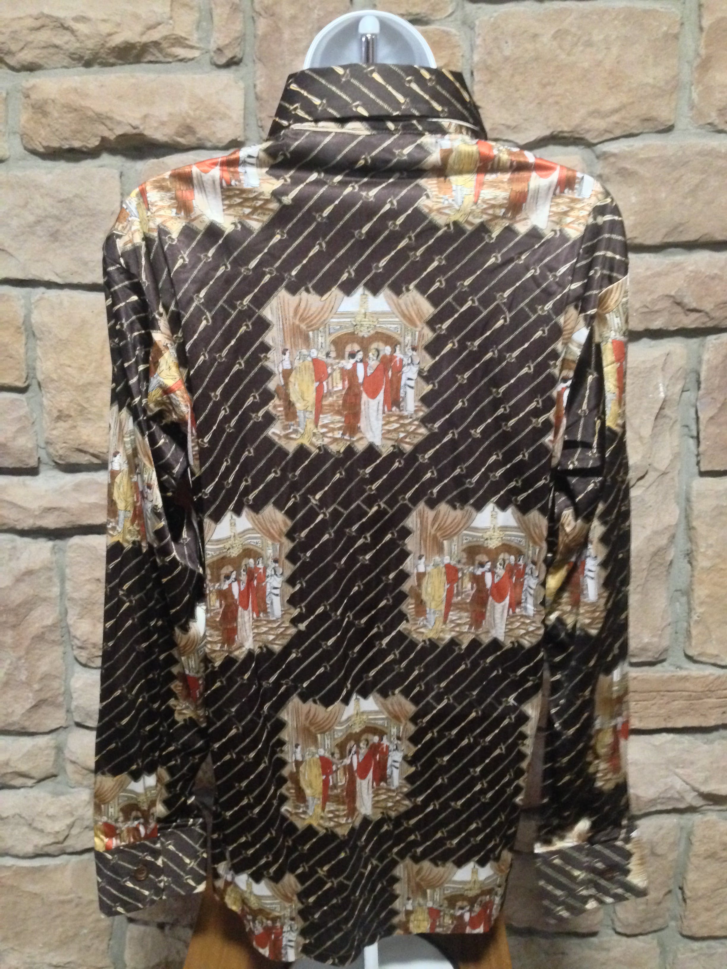 Vintage 70's Deadstock Flapper Party Print Shirt by Oleg Cassini | Shop ...