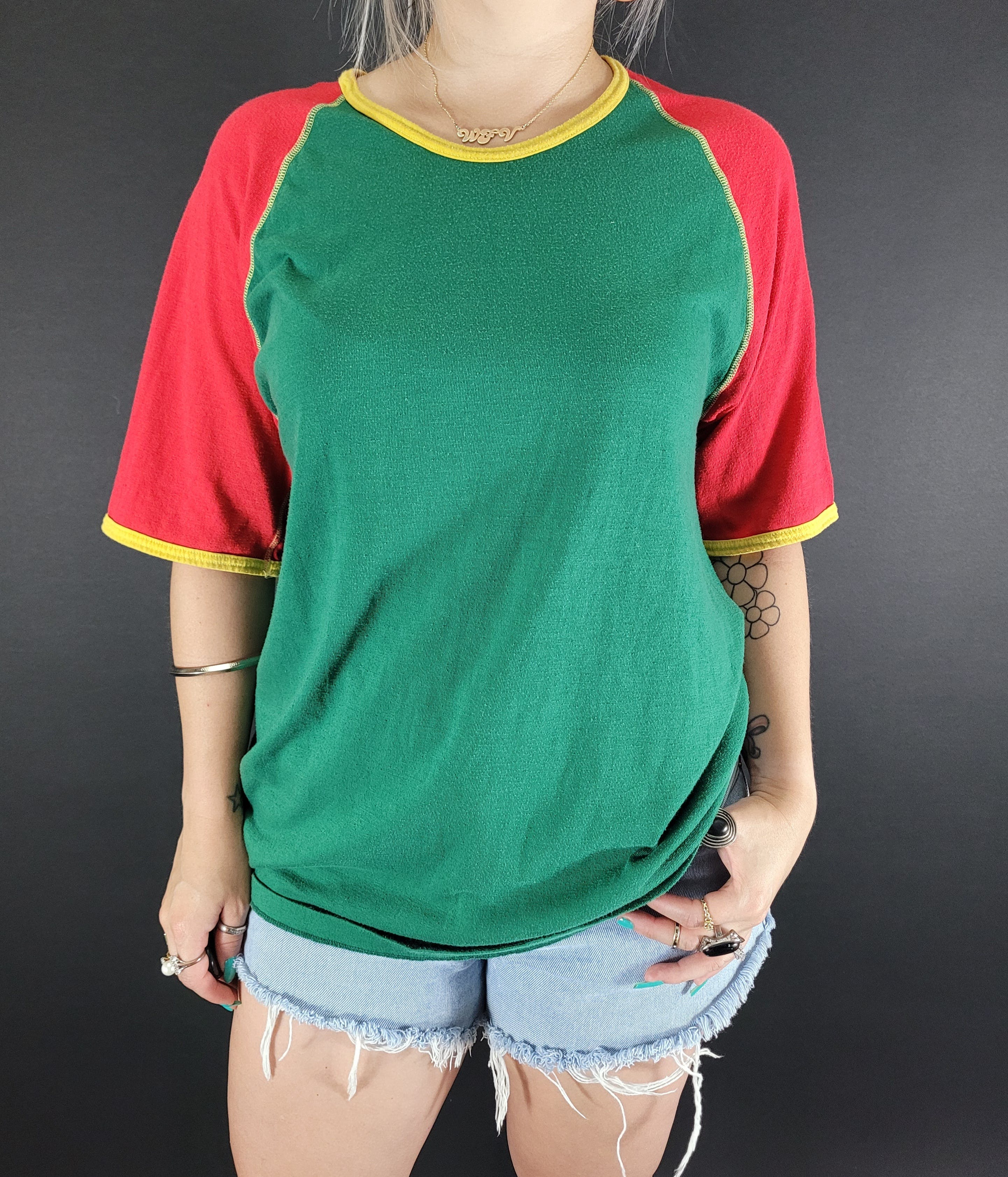 Vintage 70's Red Green and Yellow Tri Color T-Shirt | Shop THRILLING