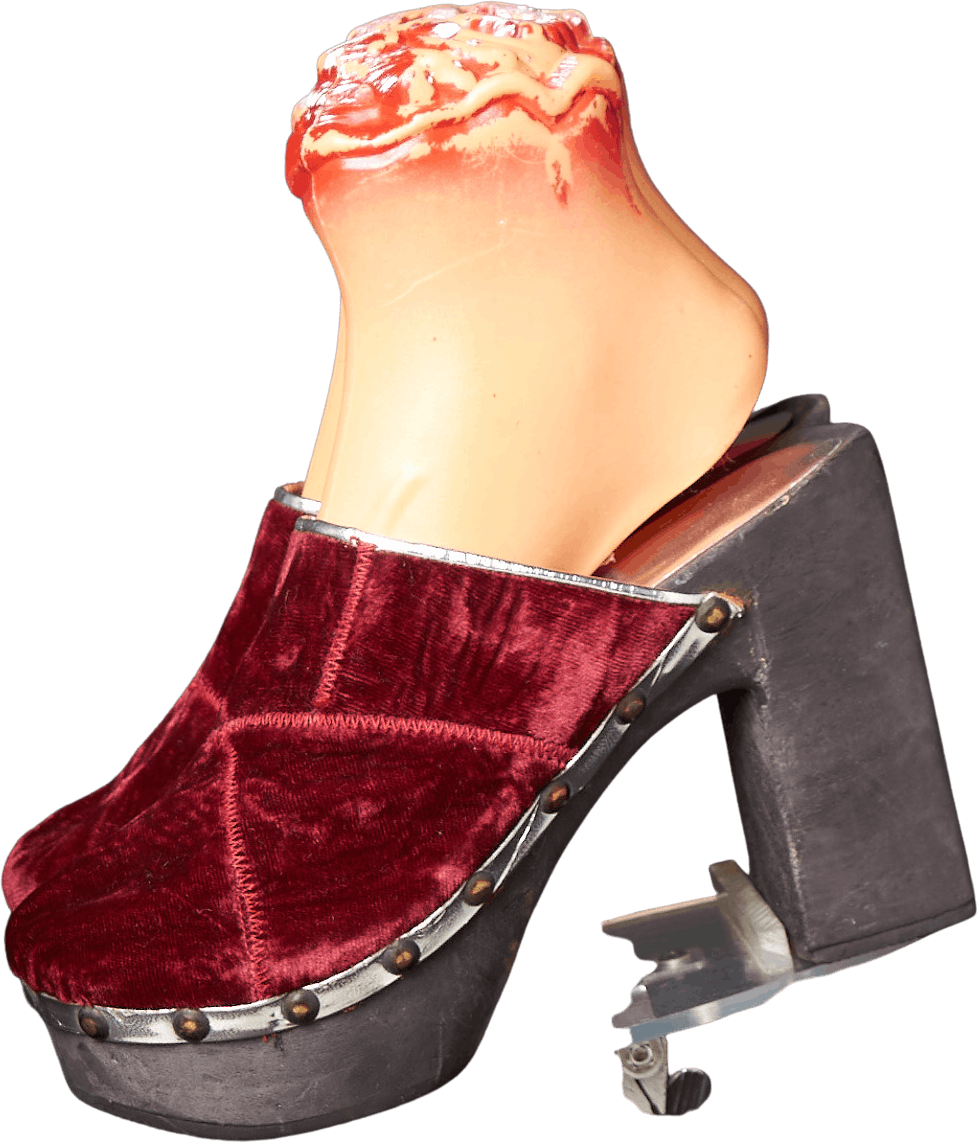 Vintage 70’s Maroon Velvet Platform Mules Heels | Shop THRILLING
