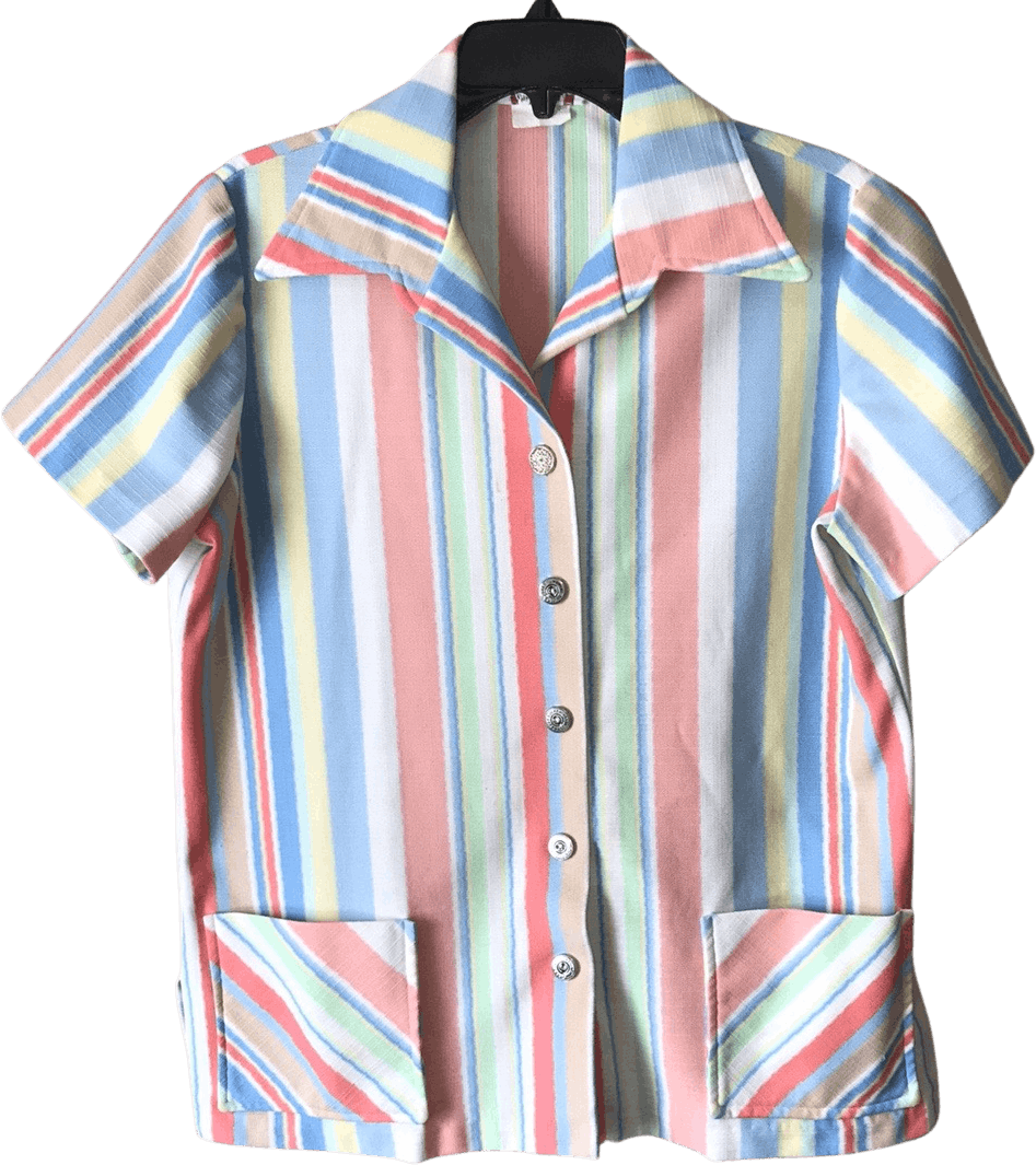 Vintage 70's Pastel Rainbow Button Top by Carol Henry | Shop THRILLING
