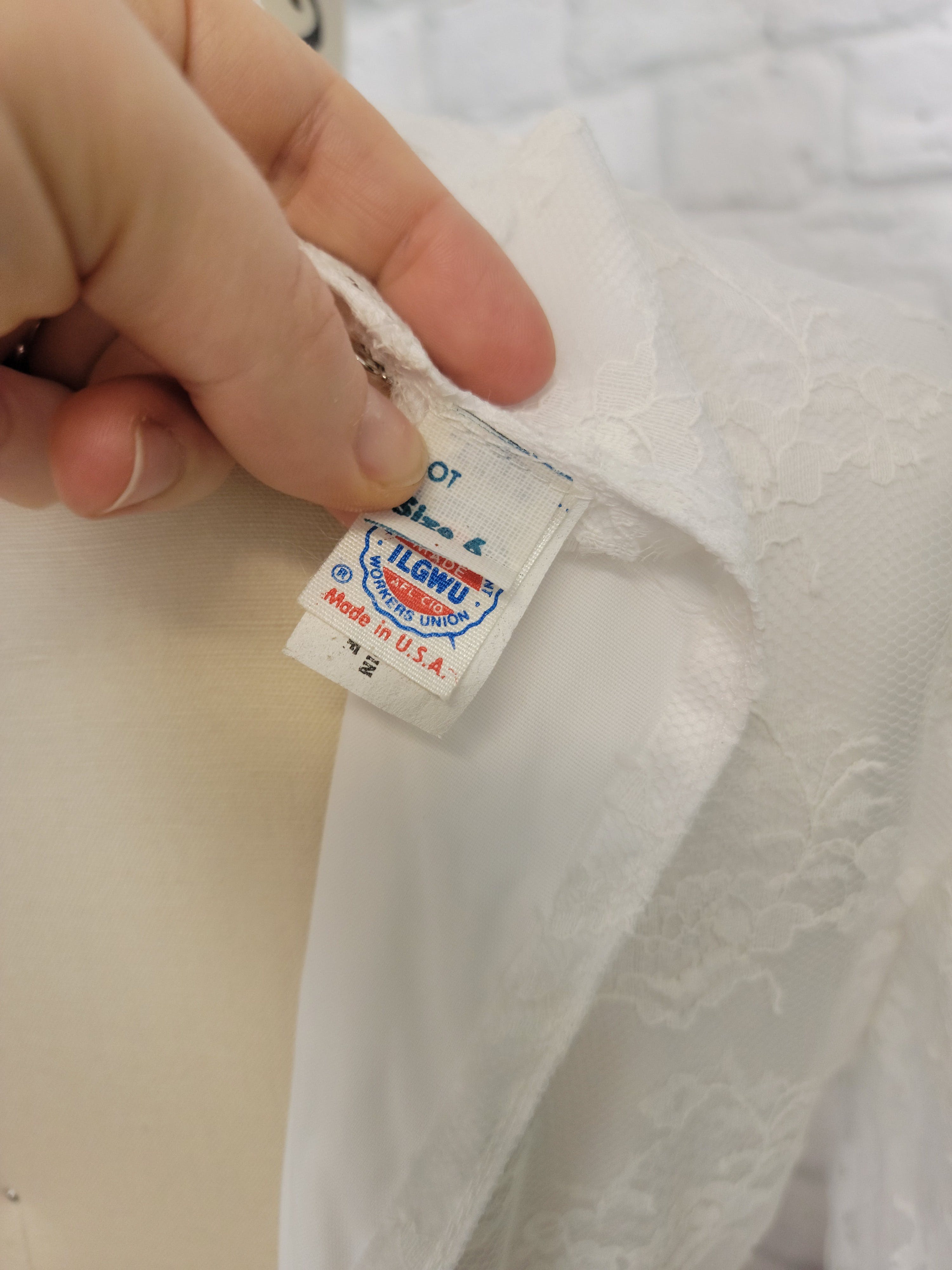 Vintage 70’s Queen Anne Neck Lace Bridal Gown | Shop THRILLING