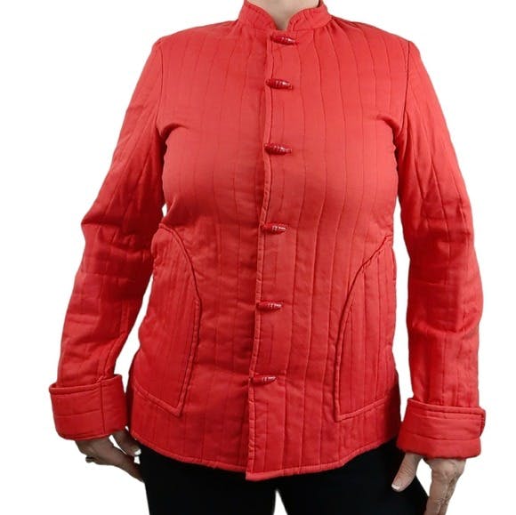 Vintage 70’s Red Quilted Toggle Button Jacket M by Montgomery Ward ...