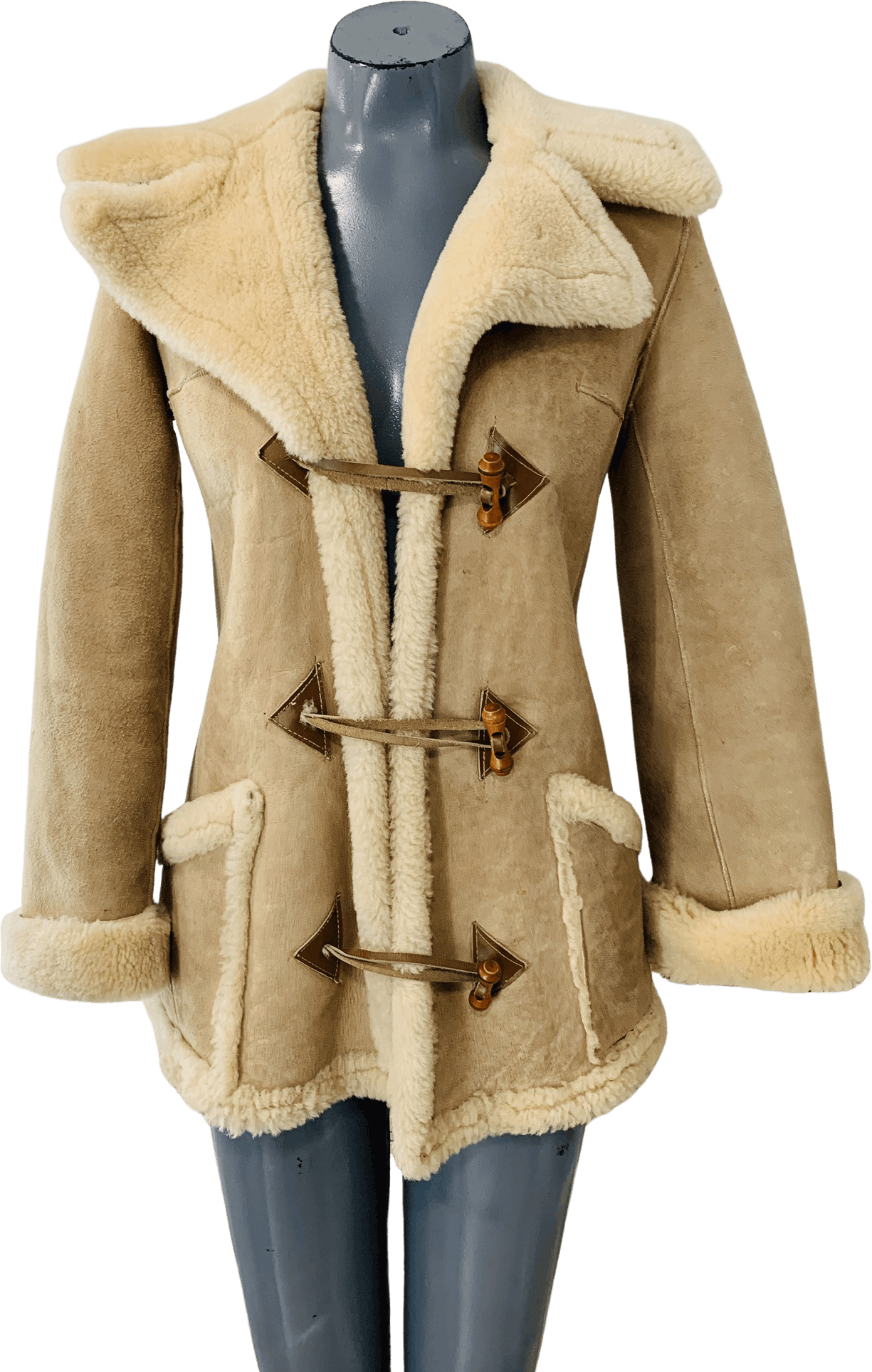 Vintage 70's Beige Shearling Toggle Button Coat | Shop THRILLING