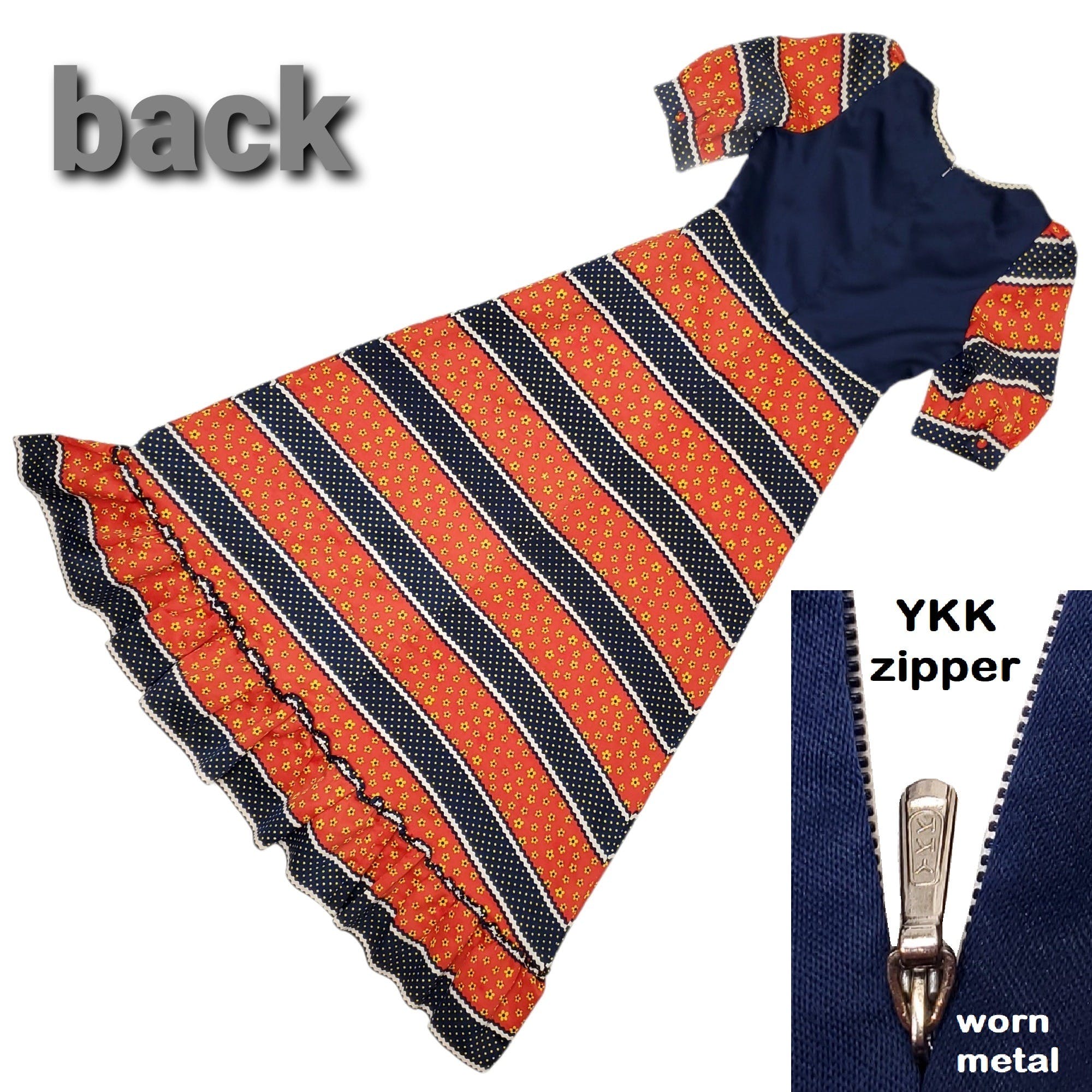 Vintage 70’s Red Blue Striped Calico Floral Maxi Dress | Shop THRILLING