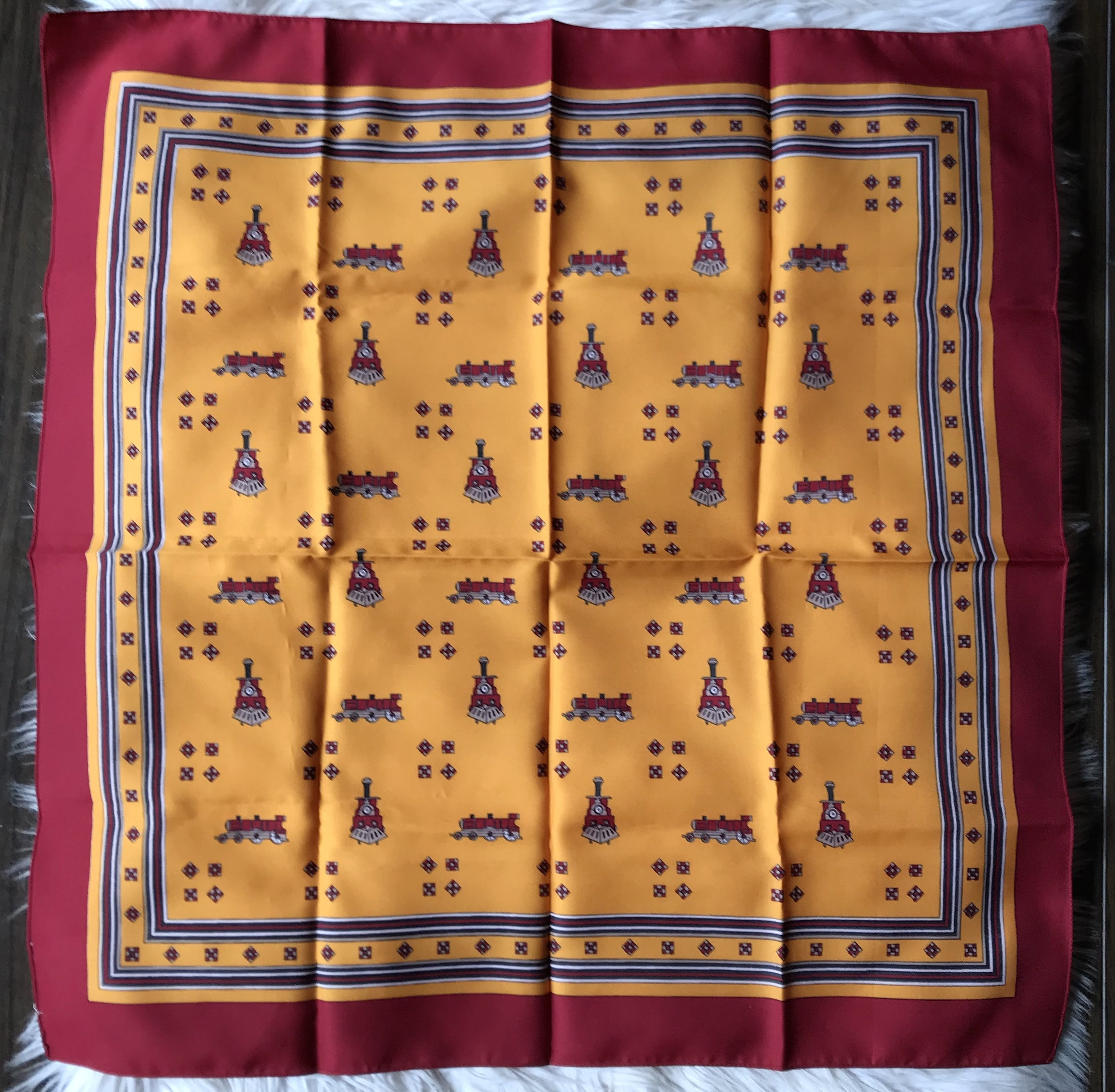 Vintage 70’s Train Theme Polyester Scarf | Shop THRILLING