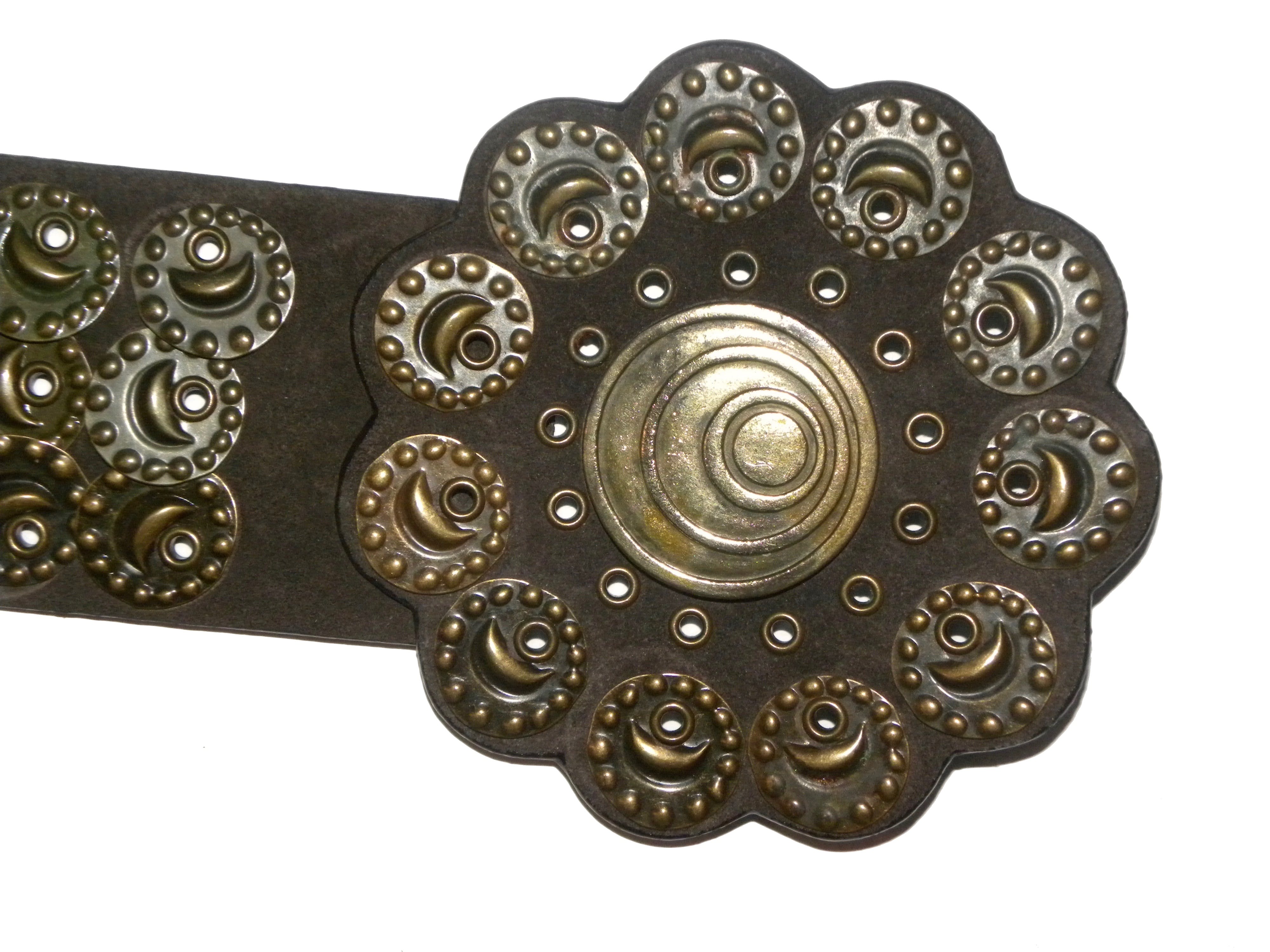 Vintage 70's Wide Suede Hippie Belt with Large Front Piece Grommets and ...