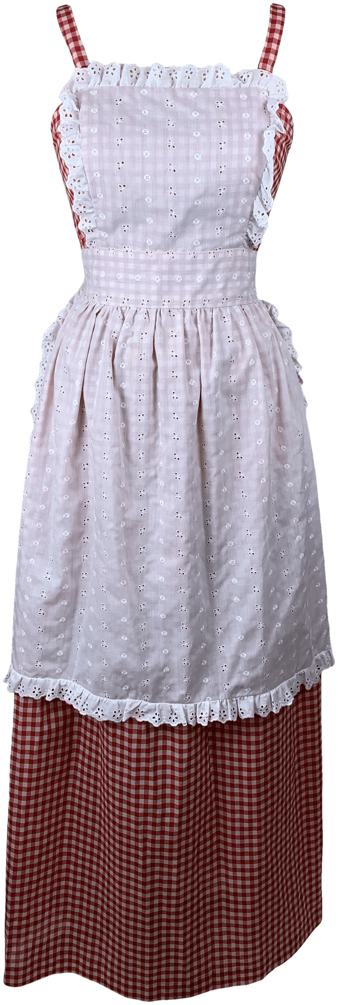 Vintage 70's Attached Apron Gingham Maxi Dress by Joy Stevens | Shop ...